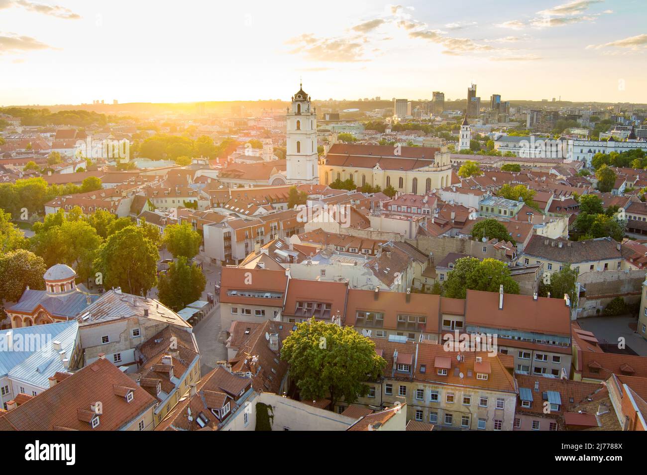 Aerial view of Vilnius Old Town, one of the largest surviving medieval ...