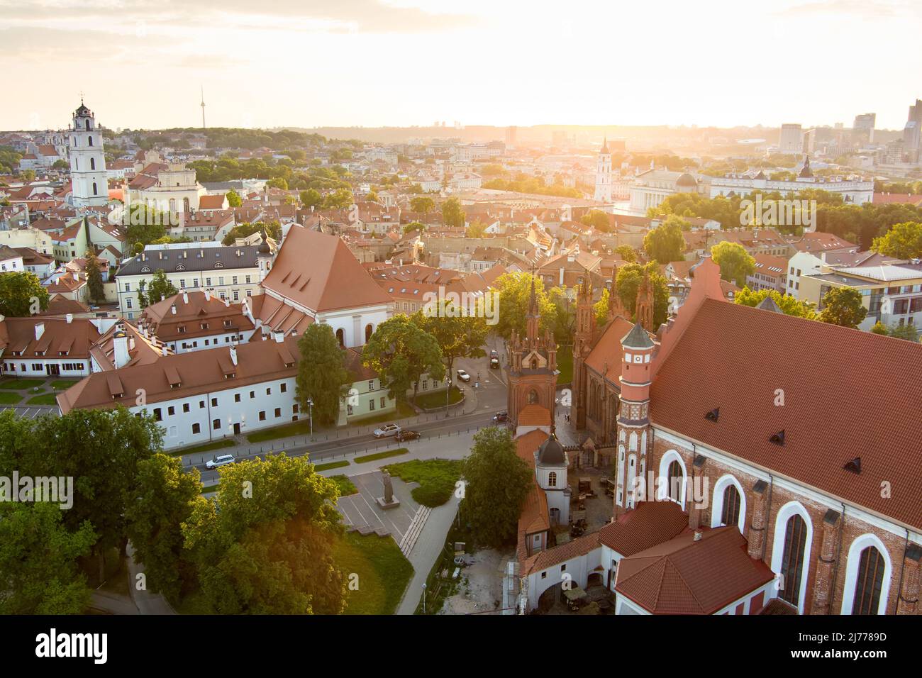Aerial view of Vilnius Old Town, one of the largest surviving medieval ...