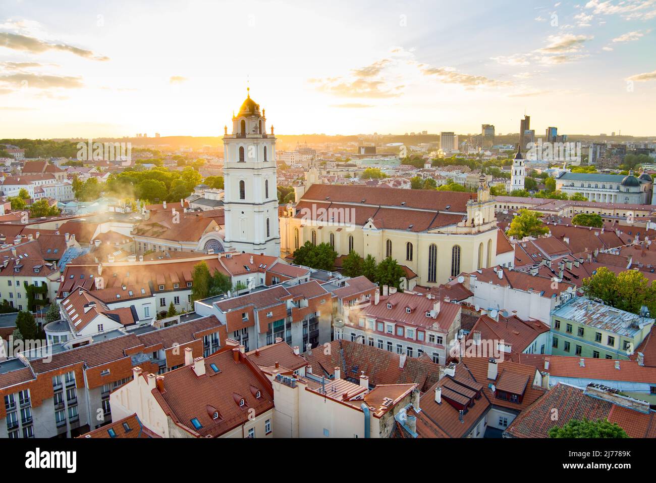 Aerial view of Vilnius Old Town, one of the largest surviving medieval ...