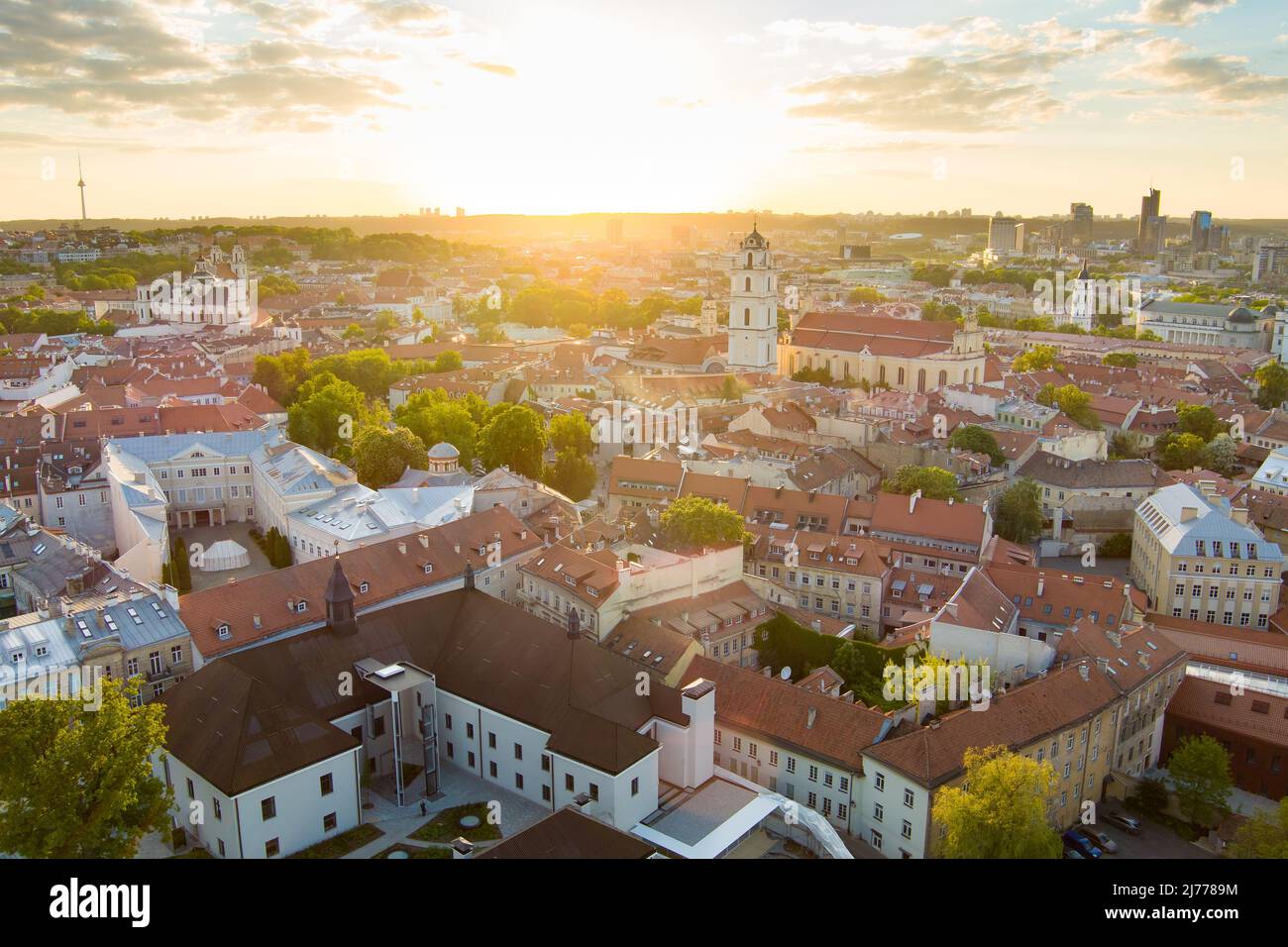 Aerial view of Vilnius Old Town, one of the largest surviving medieval ...
