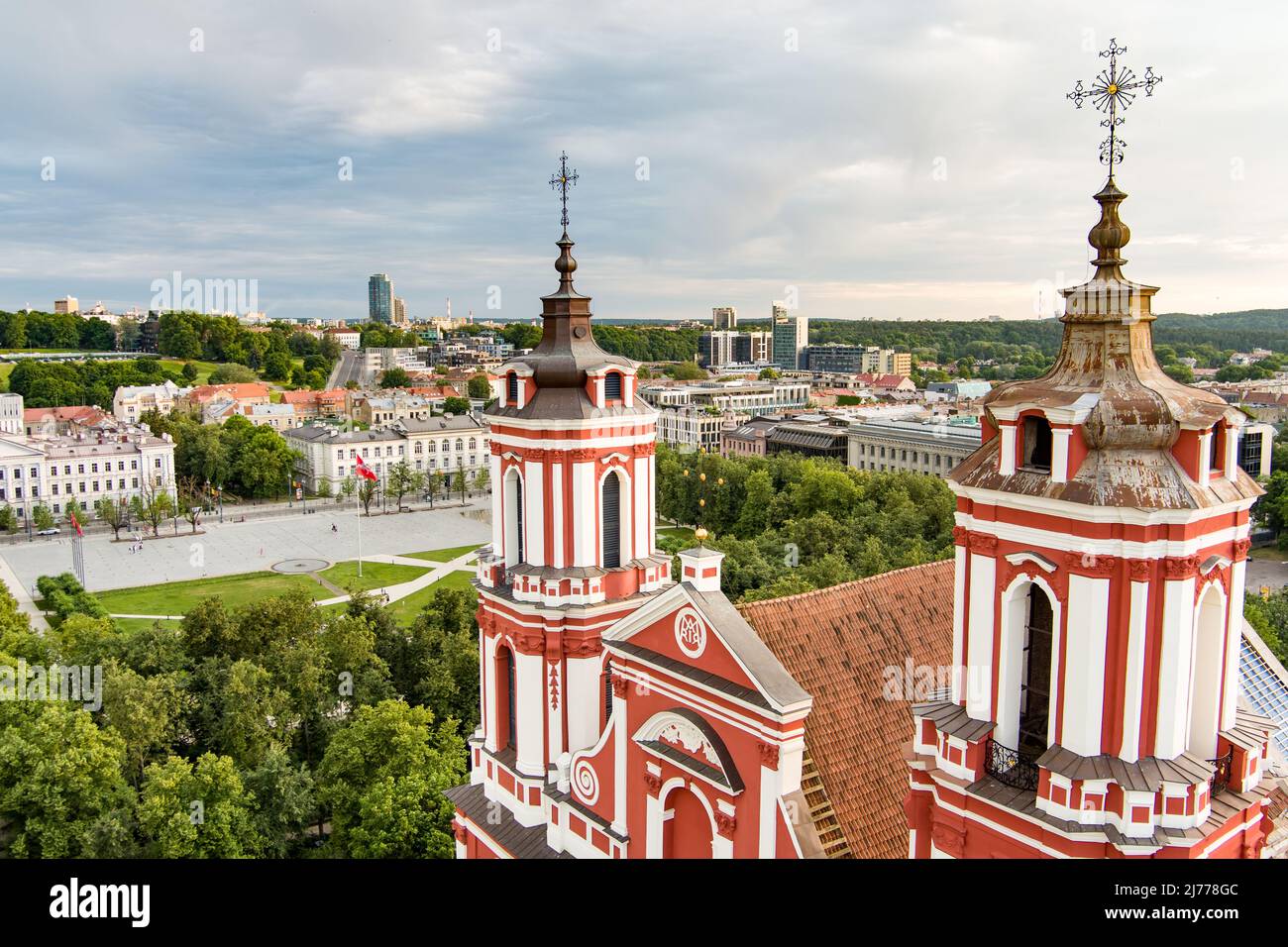 Aerial view of Vilnius Old Town, one of the largest surviving medieval ...