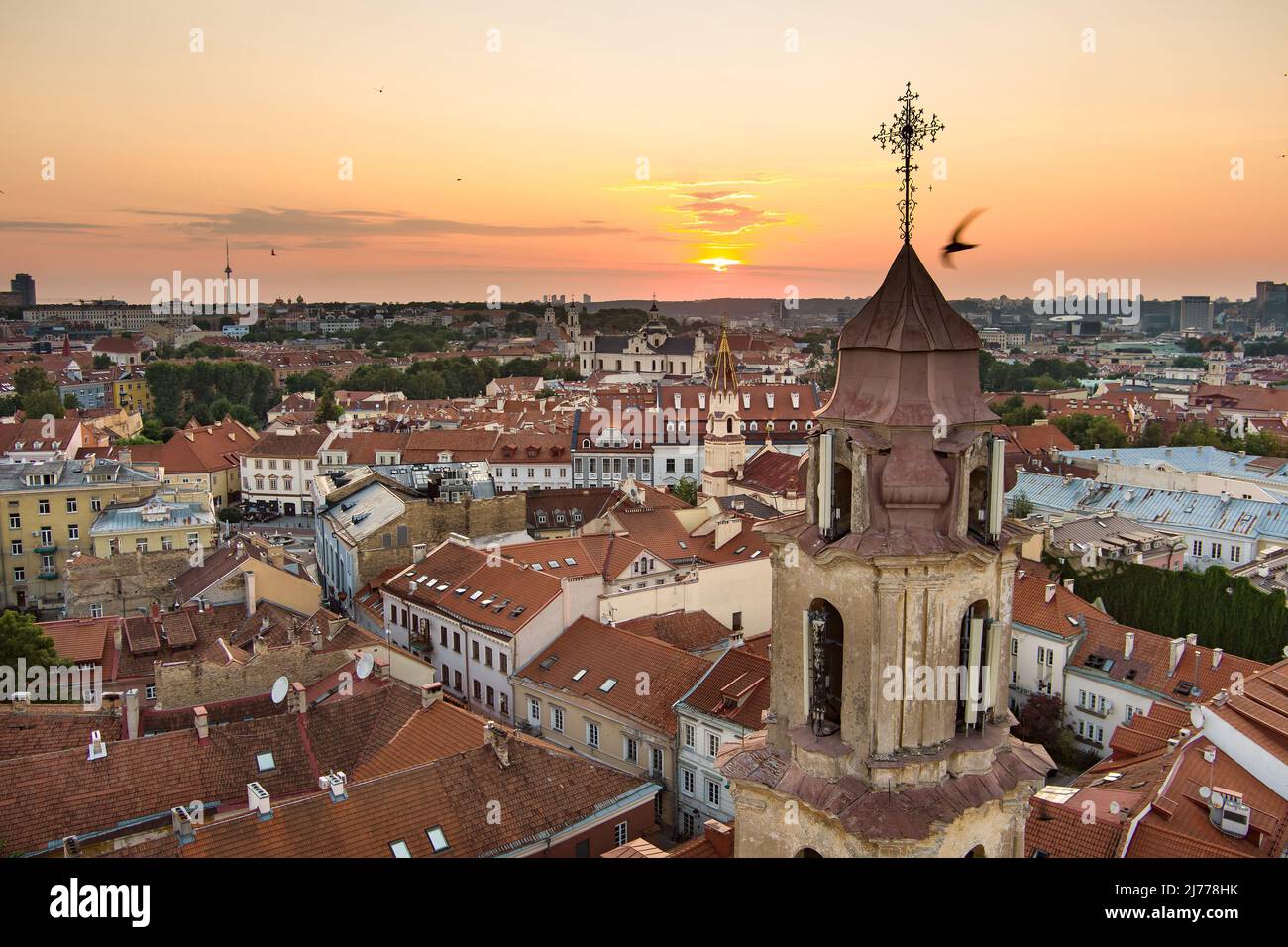 Aerial view of Vilnius Old Town, one of the largest surviving medieval ...