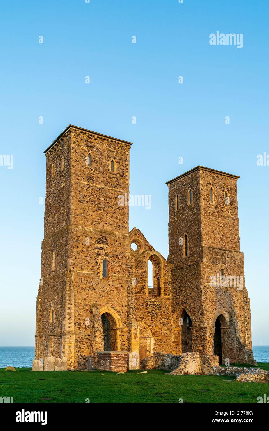 The 12th century towers in the clear early morning light of the ruined ...