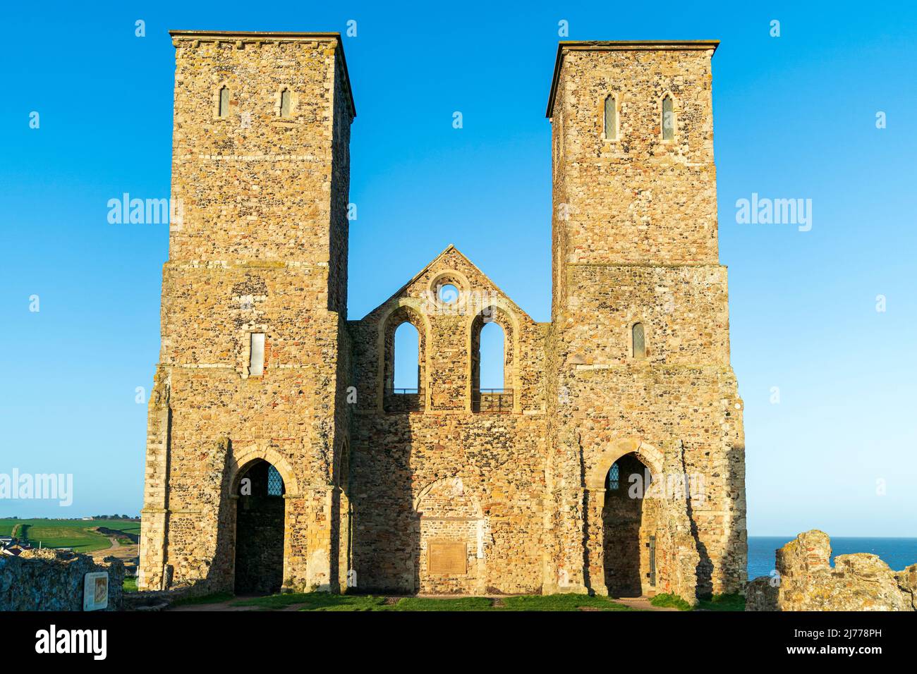The 12th century towers in the clear early morning light of the ruined ...