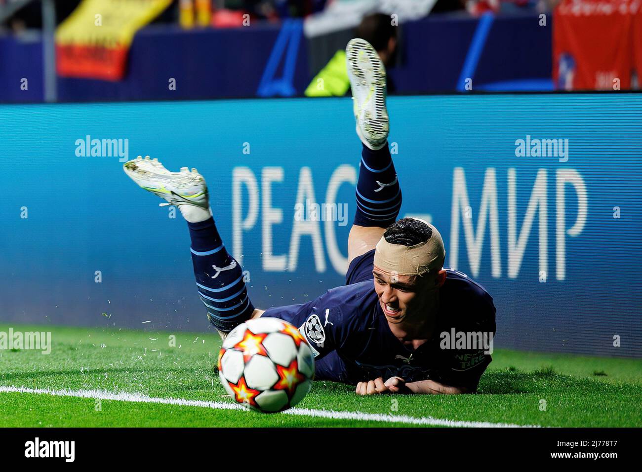 MADRID - APR 13: Phil Foden in action during the Champions League match ...