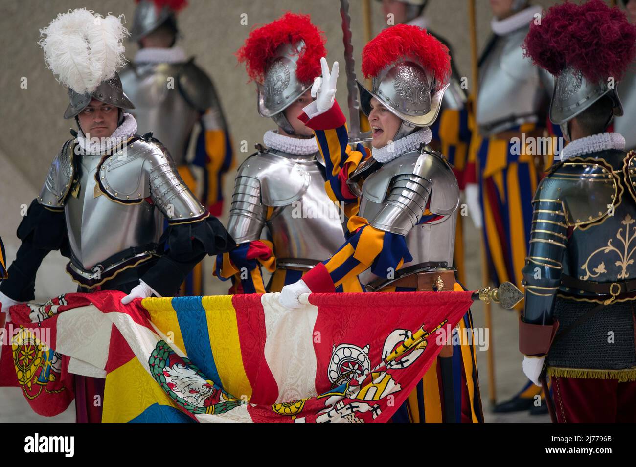Italy, Rome, Vatican, 2022/05/06 Papal Swiss guards during the swearing ...