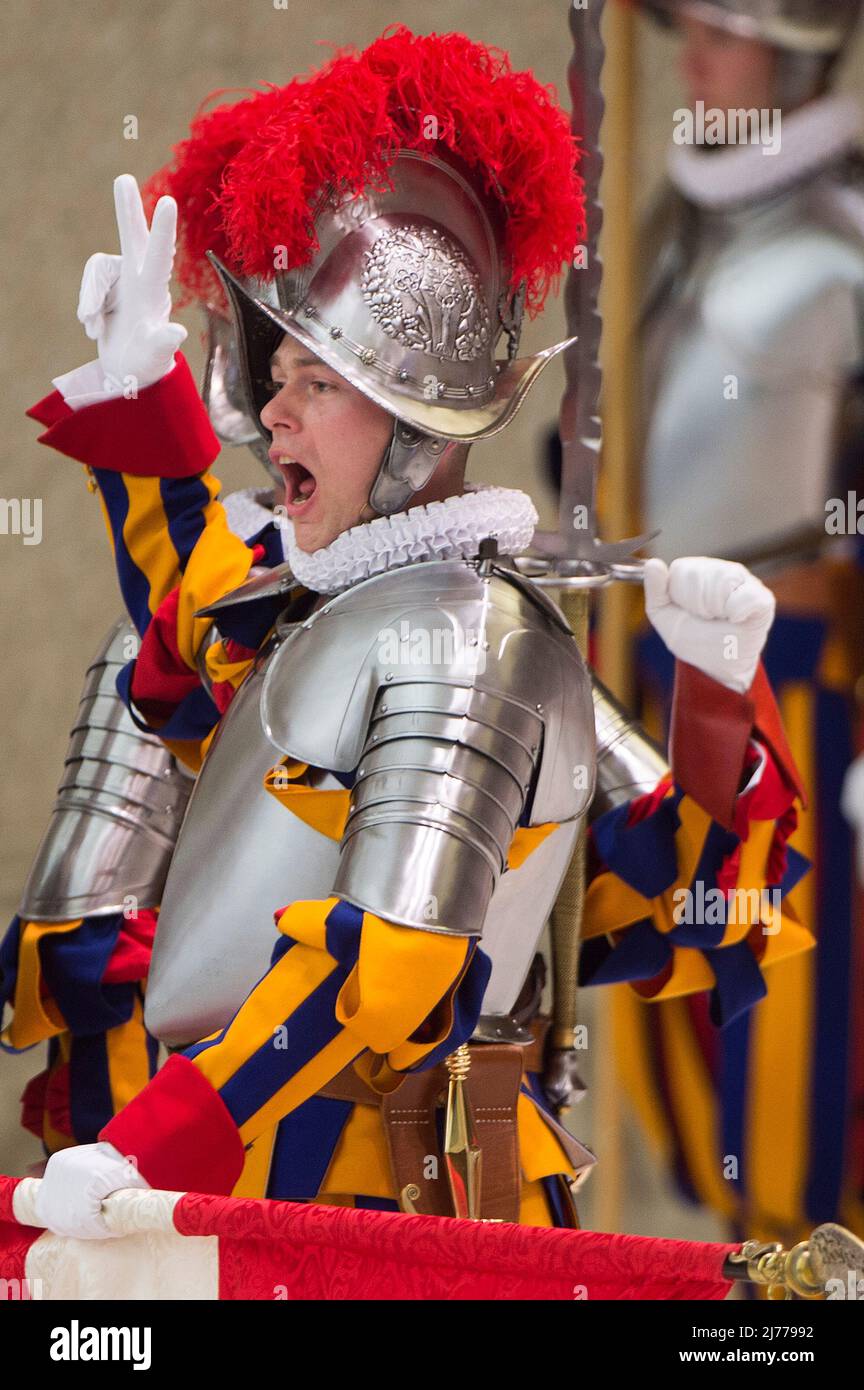 Italy, Rome, Vatican, 2022/05/06 Papal Swiss guards during the swearing ...