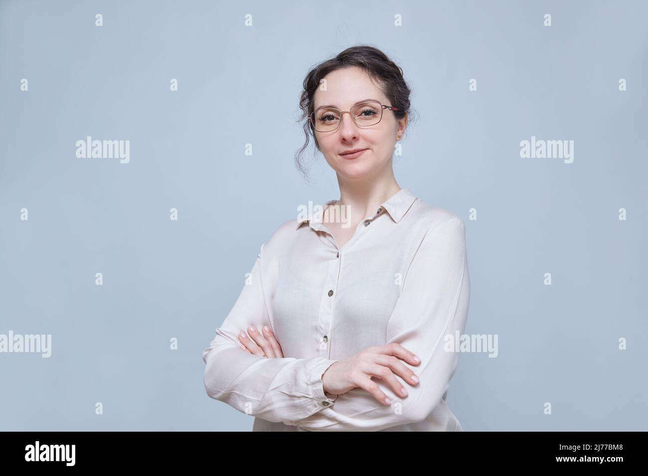 Portrait of a serious middle-aged brunette woman Stock Photo - Alamy