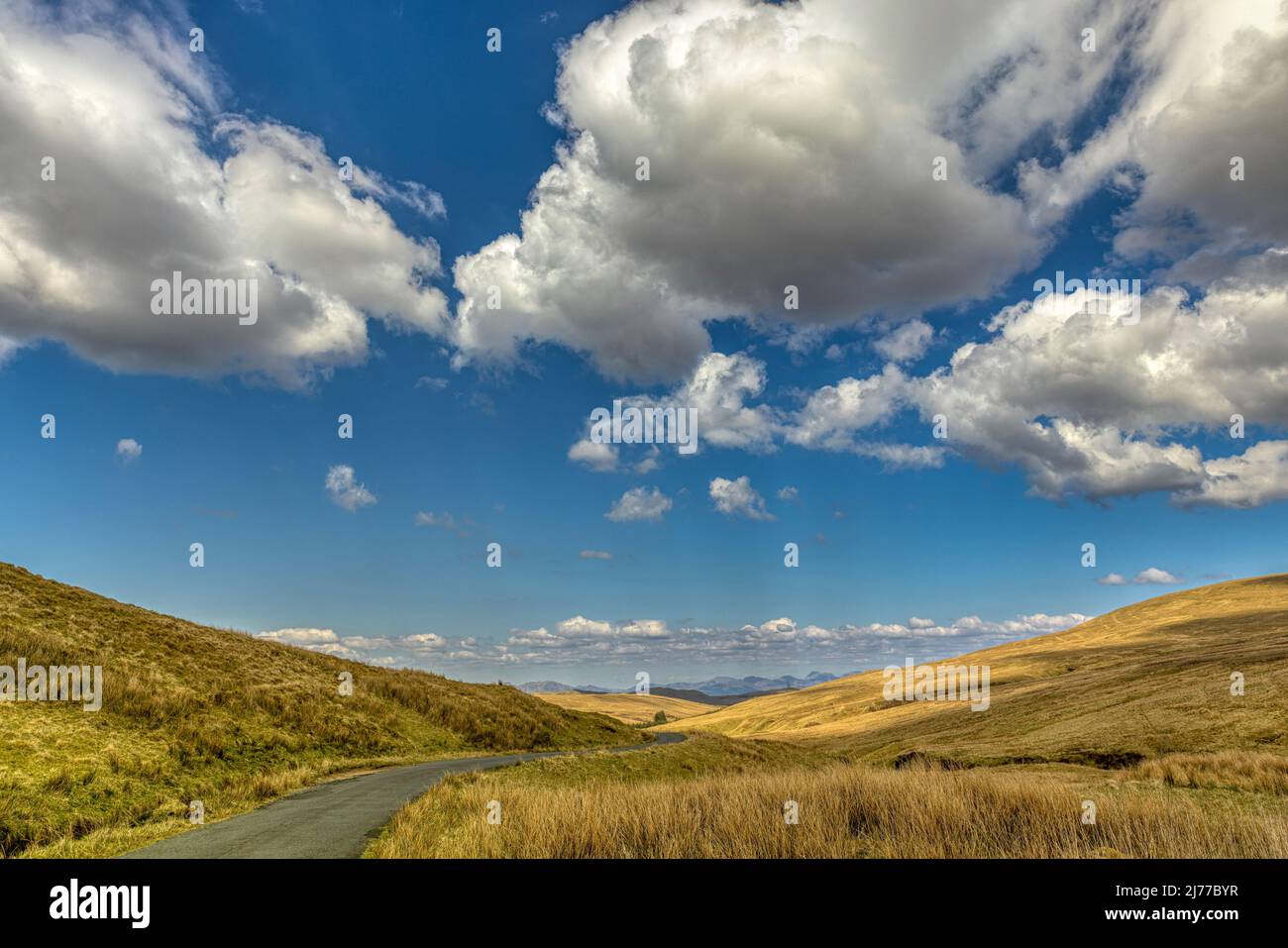 Cloudscape With Blue Skies Over Scottish Moor Stock Photo - Alamy