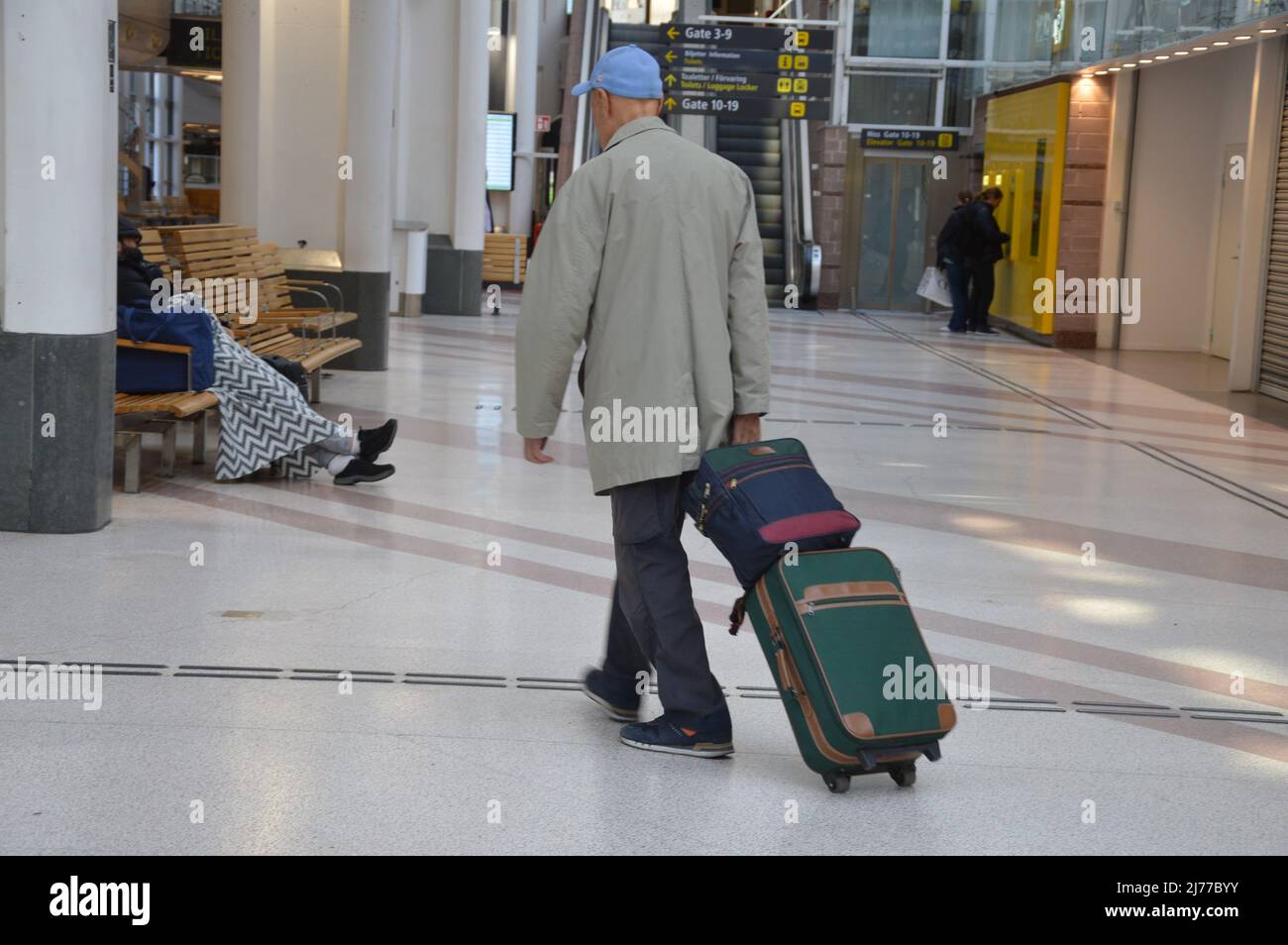 Traveler in the Cityterminalen, the central bus station of Stockholm ...