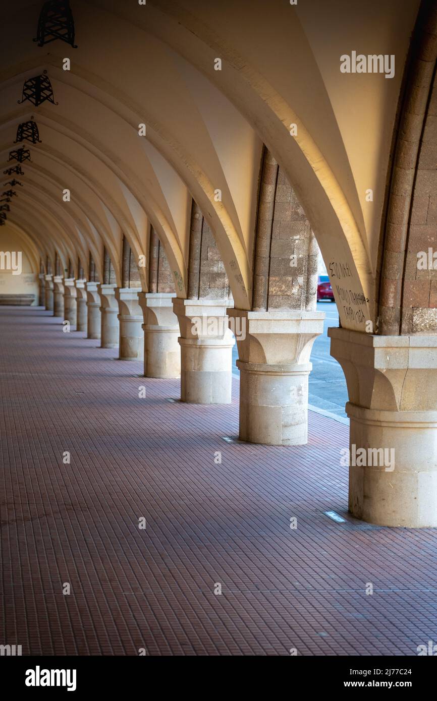 Column and passage of an old antique church Stock Photo - Alamy