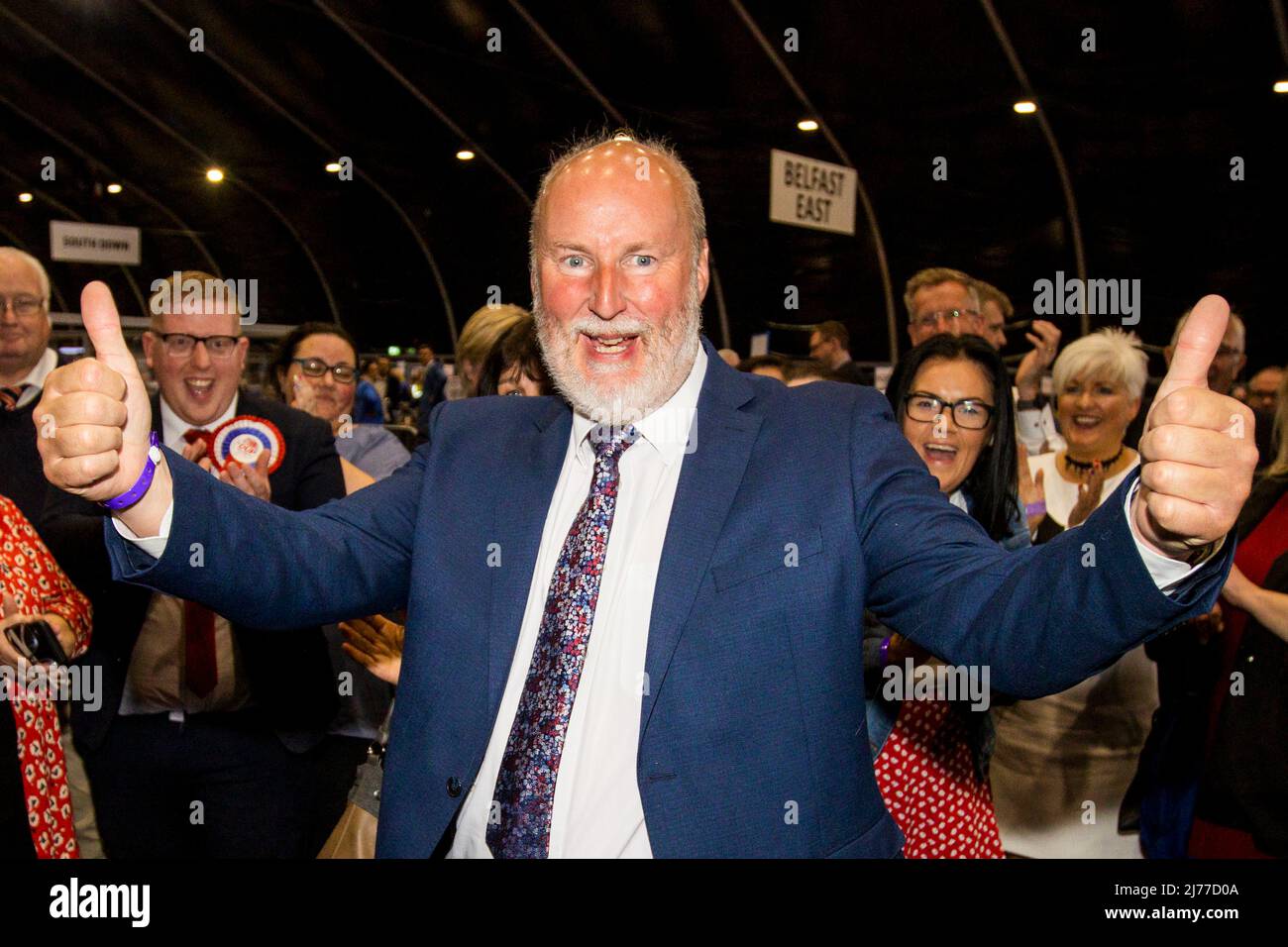 DUP Assembly candidate Harry Harvey celebrates being returned as an MLA ...