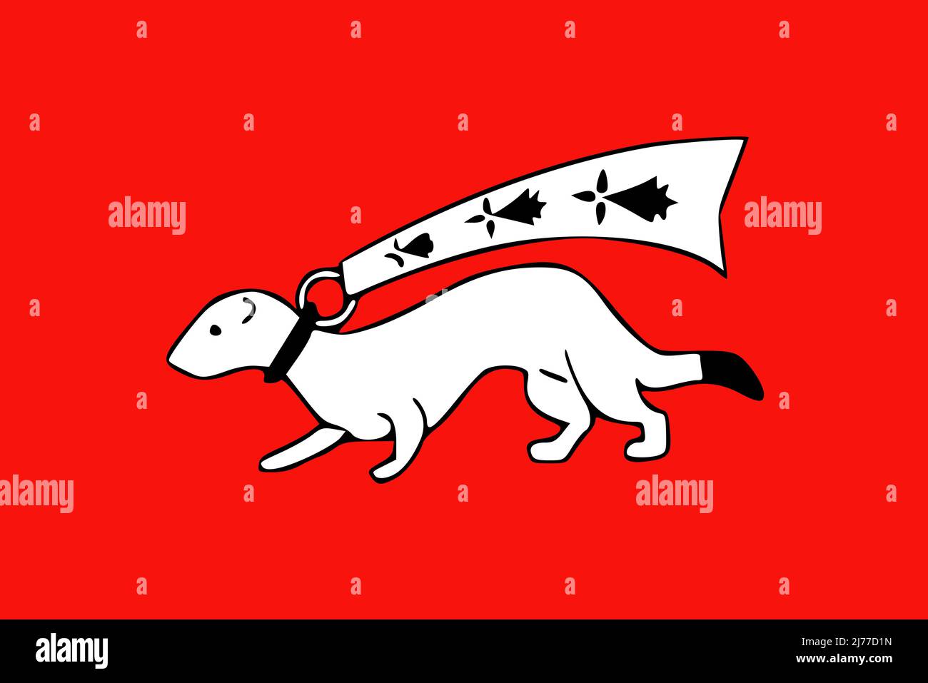 Top view of flag department of Vannes, France. French patriot and ...