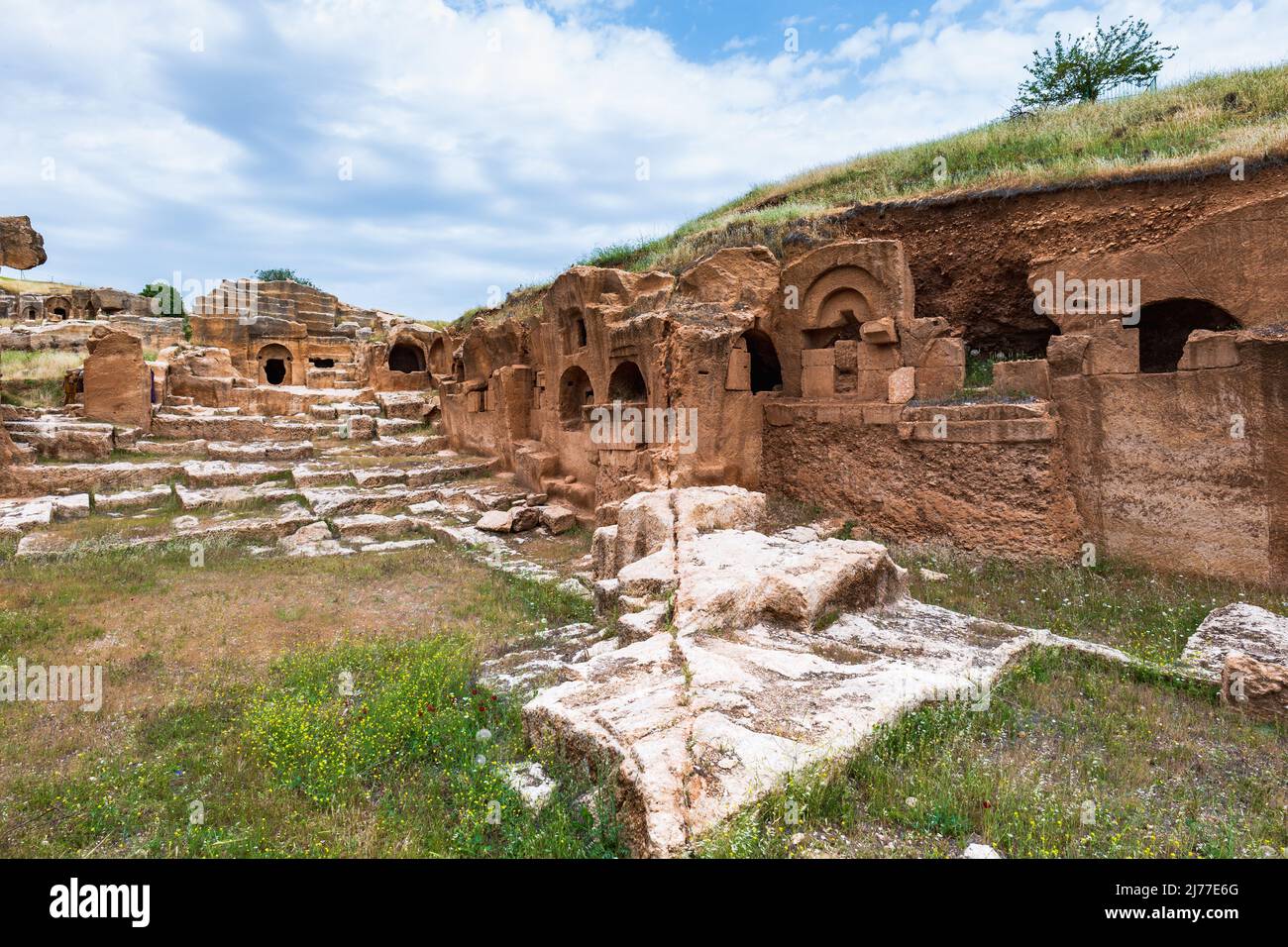 Dara ancient site and the rock tombs near the city of Mardin, Turkey ...