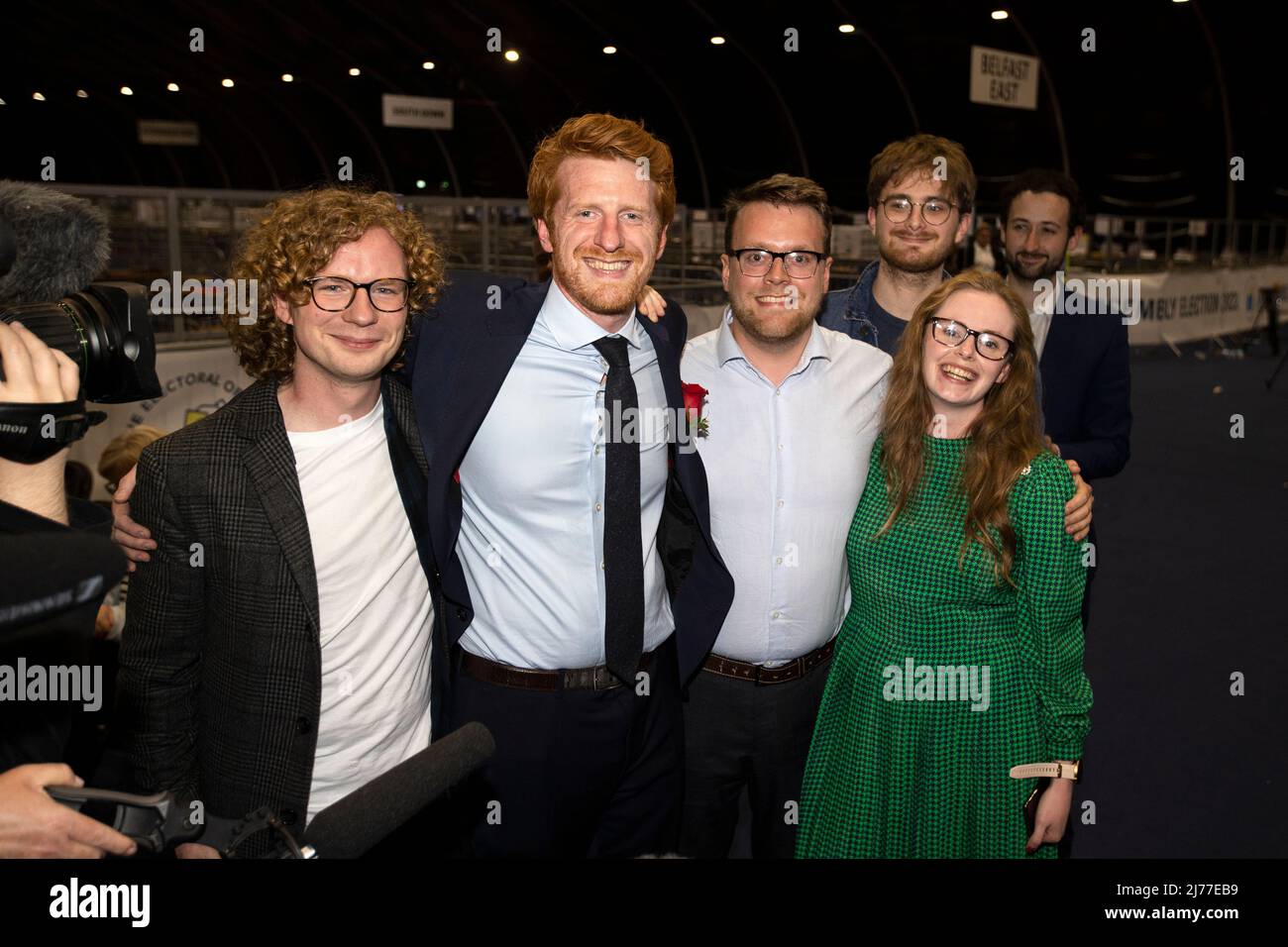 SDLP's Matthew O'Toole (second left) celebrates with his election team ...