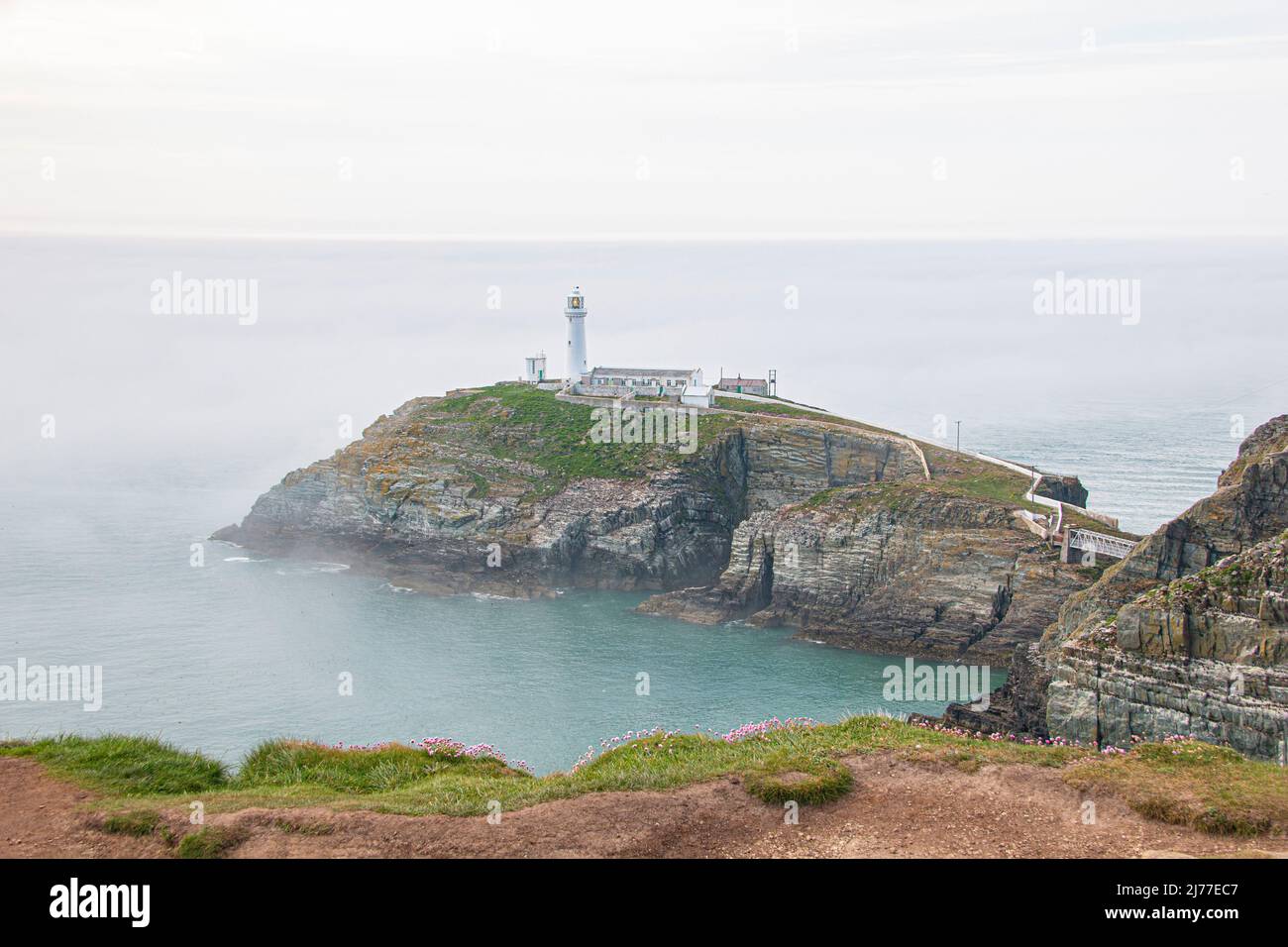 Dramatic cliffs and South Stack Lighthouse, Holyhead, through the ...