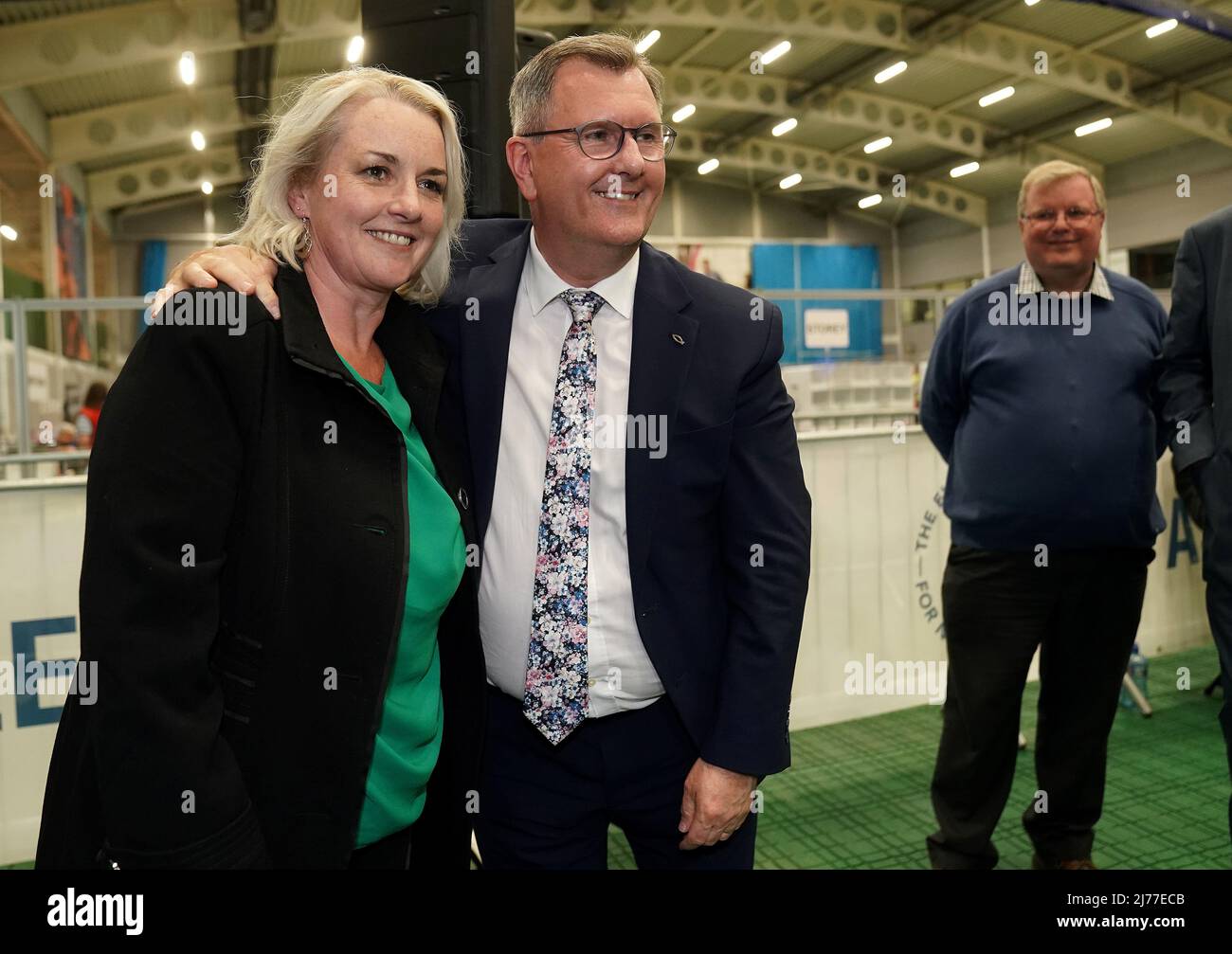 DUP leader Sir Jeffrey Donaldson congratulates party colleague Pam ...