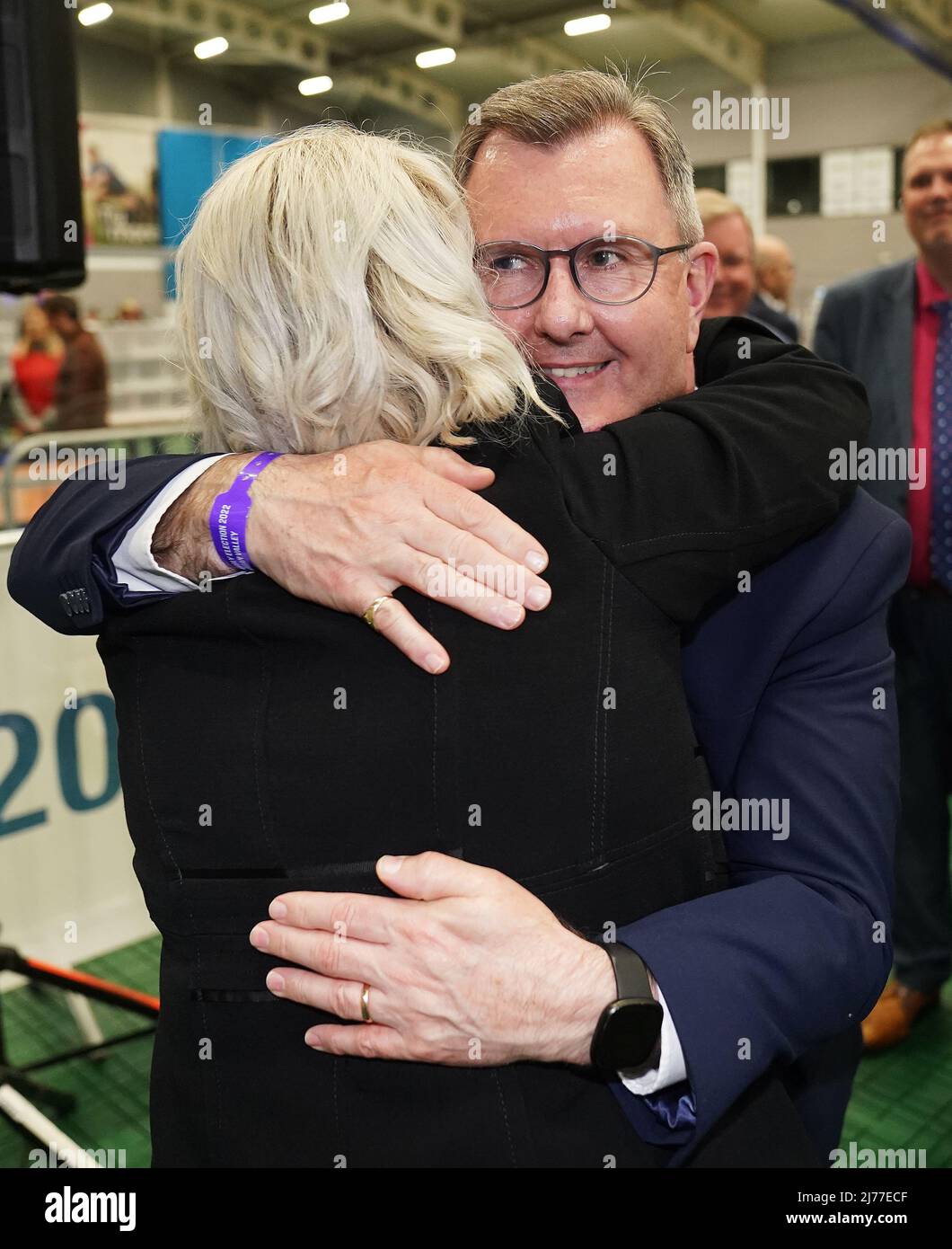 DUP leader Sir Jeffrey Donaldson congratulates party colleague Pam ...