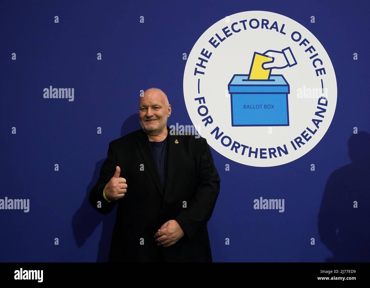 Democratic Unionist Party's David Hilditch celebrates his election at ...