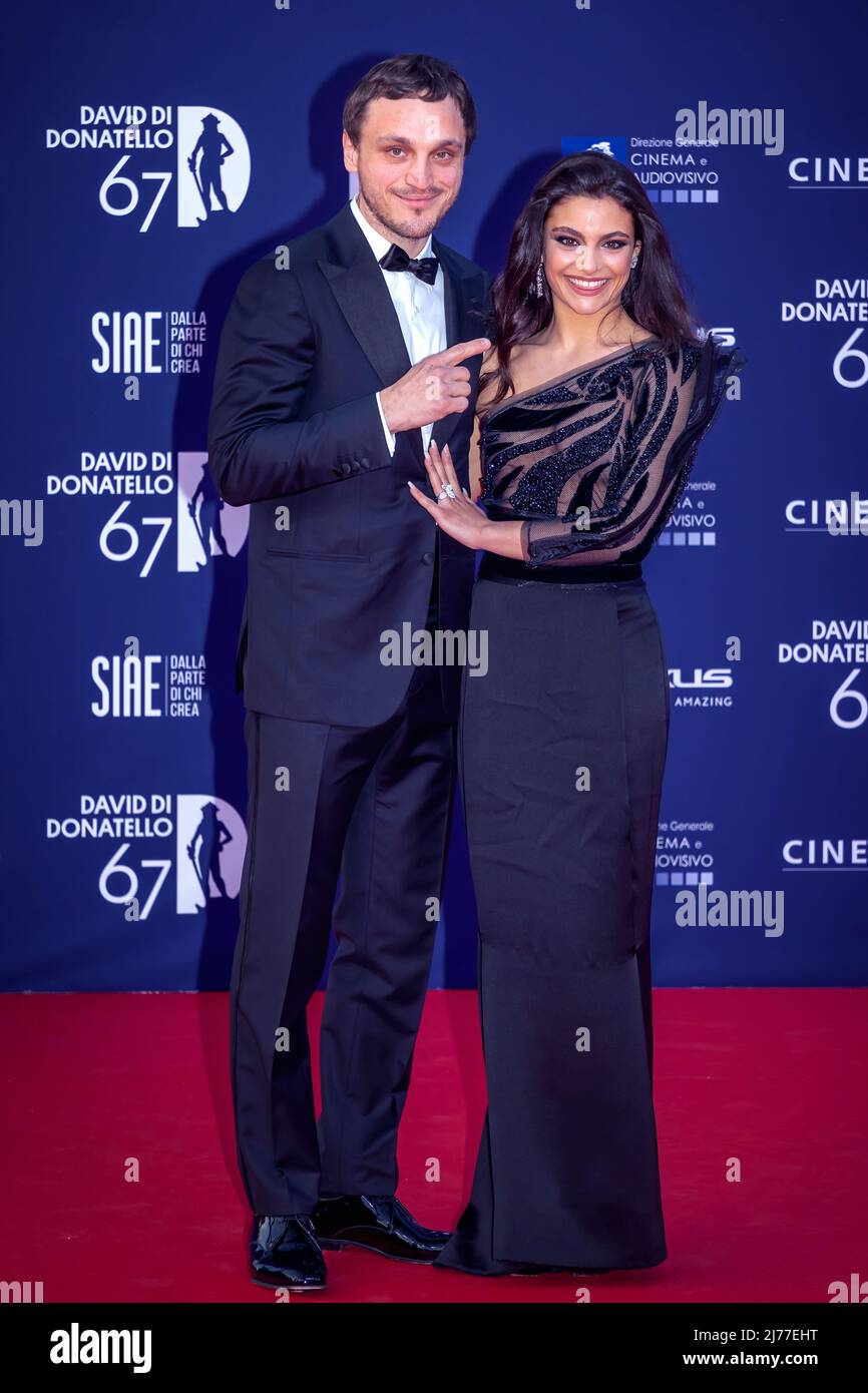 Rome, Italy - May 3, 2022: Franz Rogowski and Aurora Giovinazzo attends ...