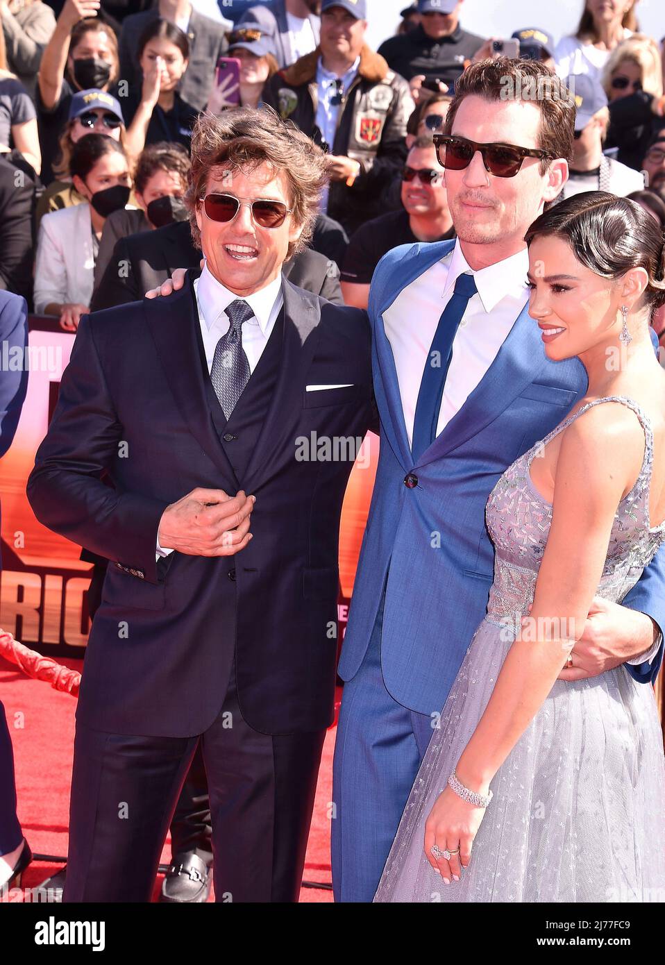 SAN DIEGO, CA - MAY 04: (L-R) Tom Cruise, Miles Teller and Keleigh ...