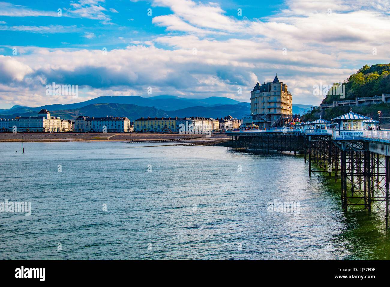 Historic Grand Hotel and Llandudno Pier, a Victorian promenade in this ...