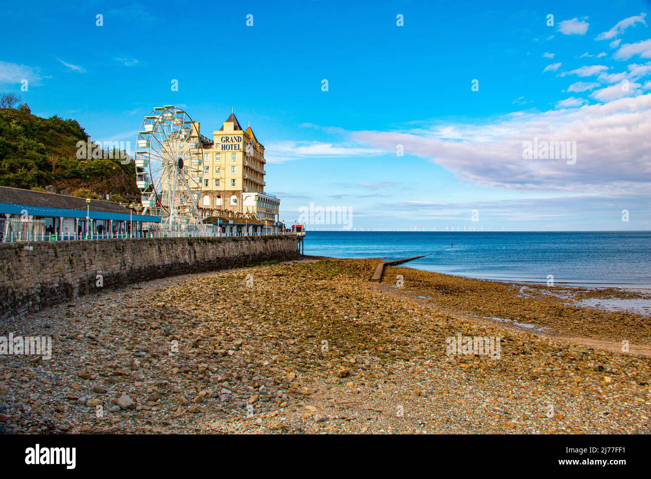 Historic Grand Hotel and Llandudno Pier, a Victorian promenade in this ...