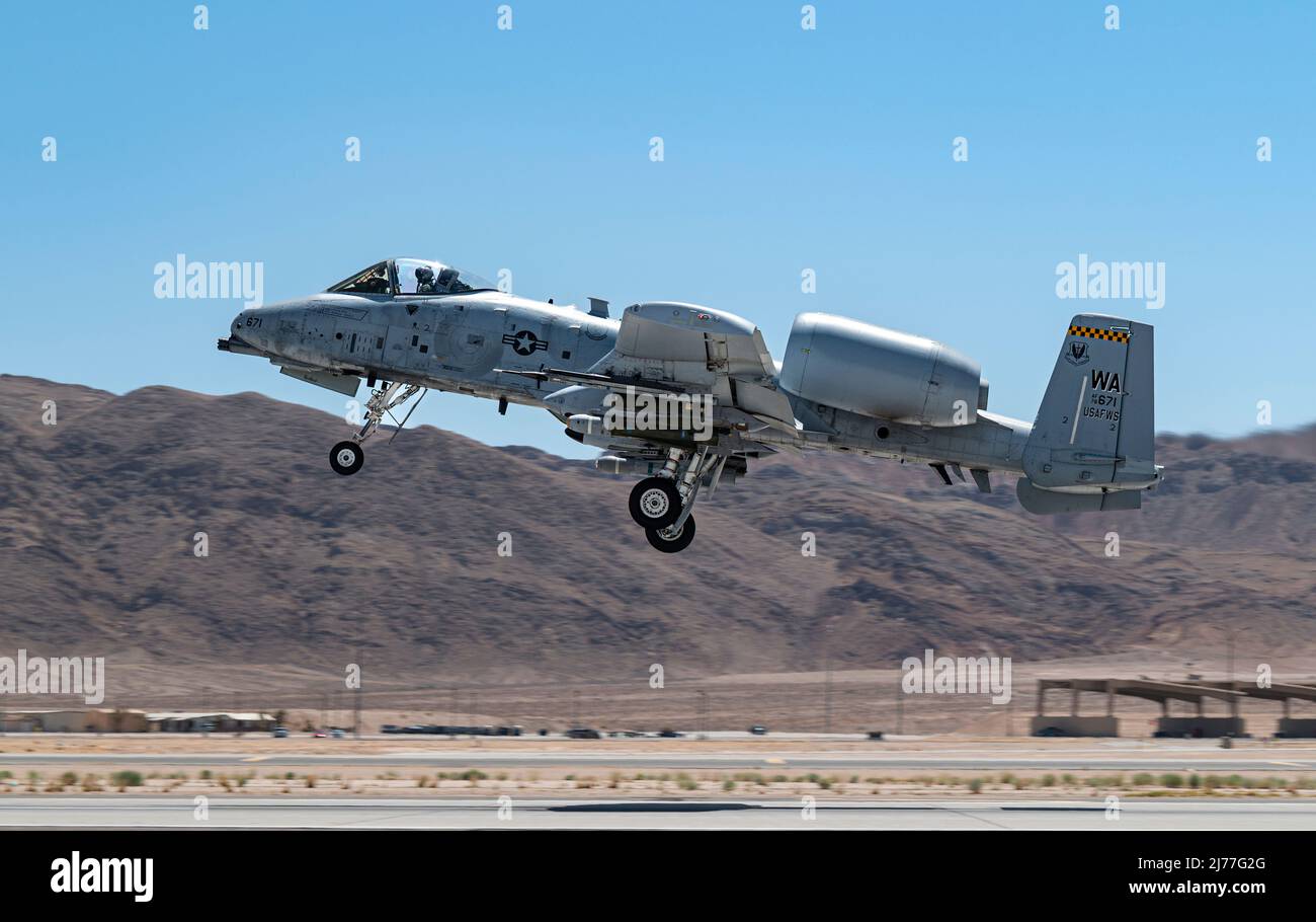 An A-10 Thunderbolt II assigned to the 66th Weapons Squadron, U.S. Air ...