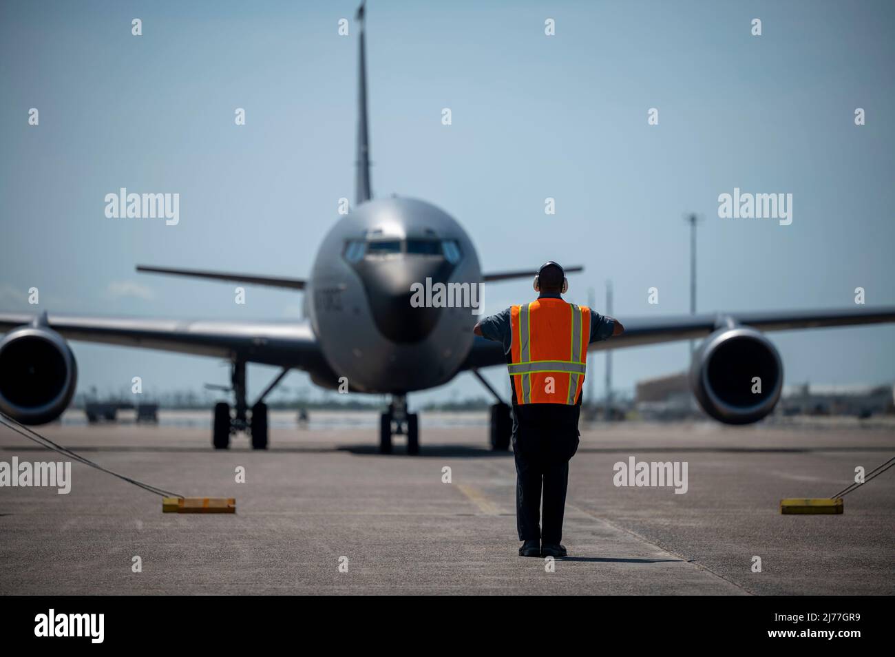 A crewmember with the 325th Operations Support Squadron transient alert ...