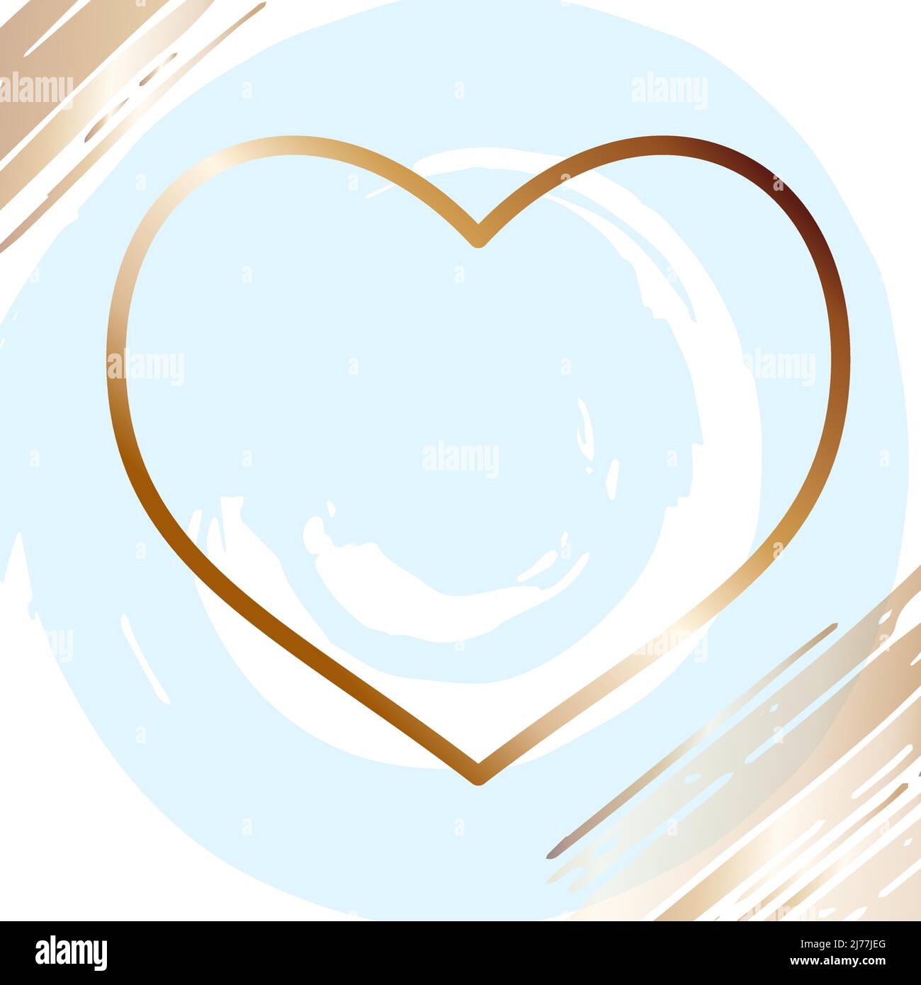 Brush strokes background with gradient stripes and bronze lines. Heart ...