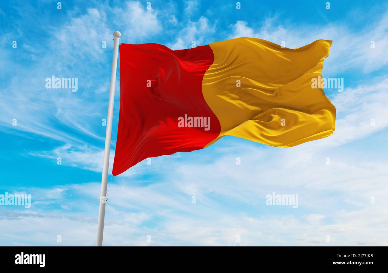 flag of Aix en Provence, France at cloudy sky background on sunset ...