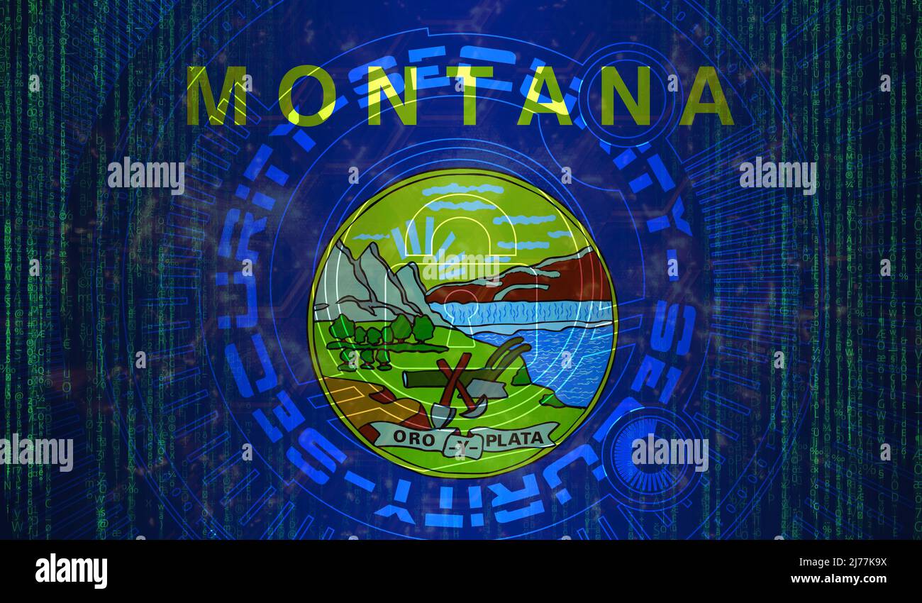 National cyber Security of Montana state, USA on digital background ...