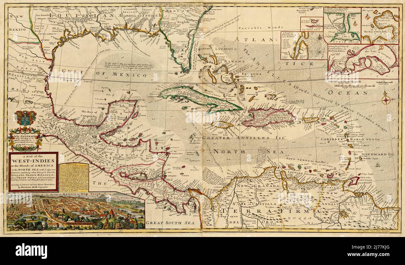 Herman moll map of the west indies hi-res stock photography and images ...