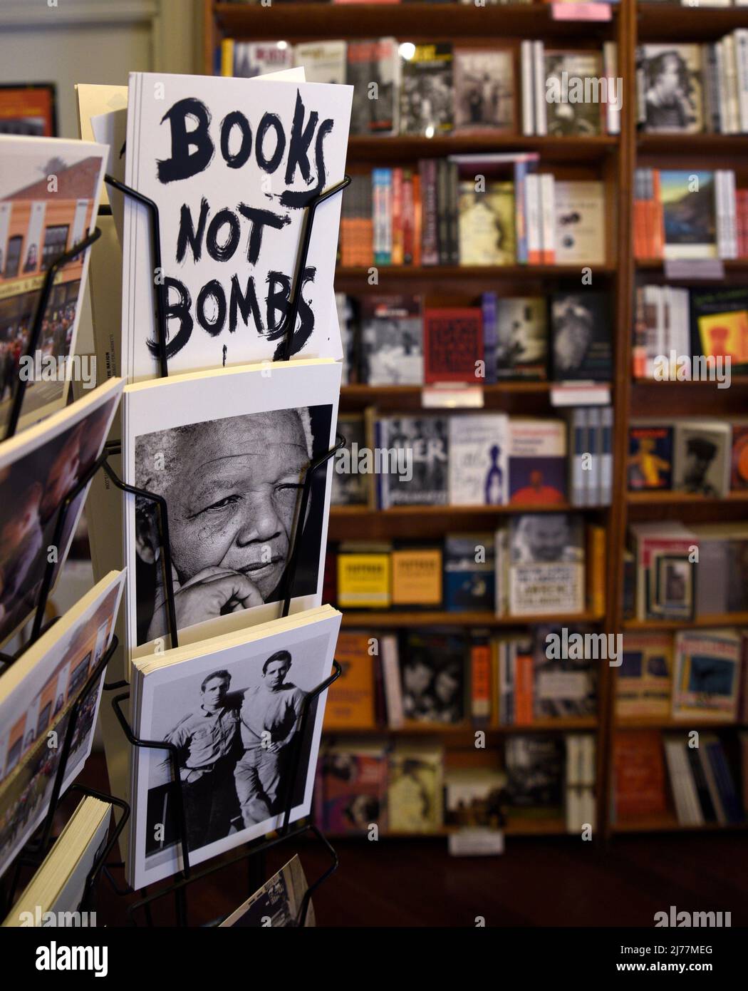Postcards and books for sale at the landmark City Lights Booksellers ...