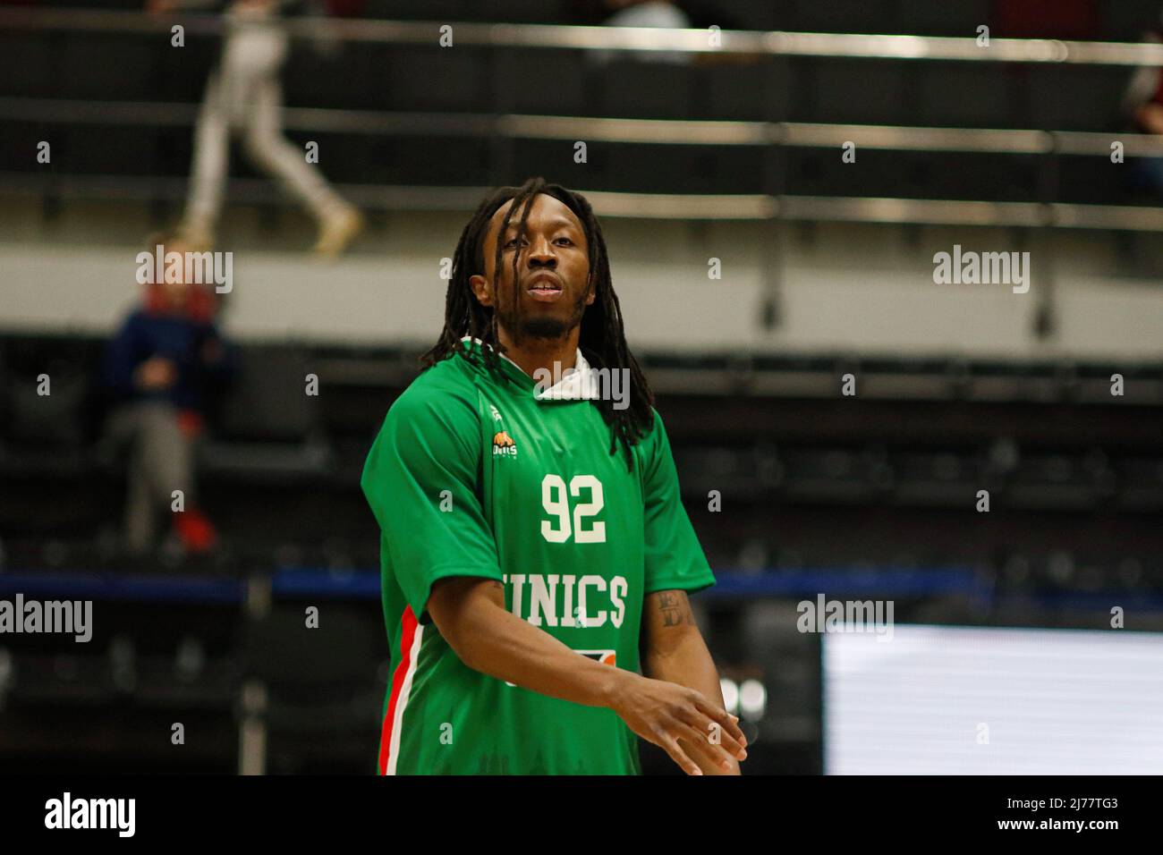 Jeron Johnson (No.92) of UNICS in action during the first match 1/2 ...