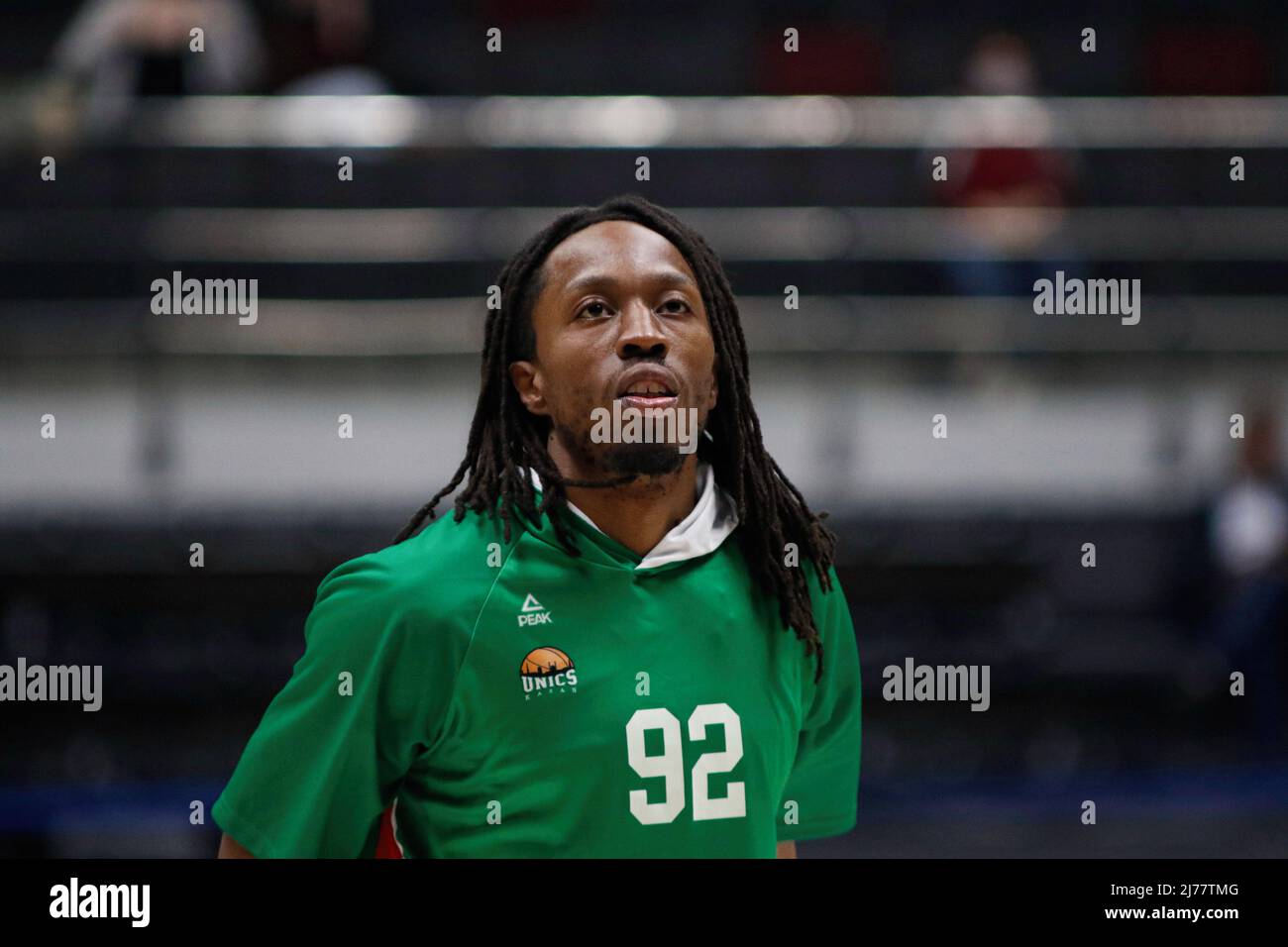 Jeron Johnson (No.92) of UNICS in action during the first match 1/2 ...