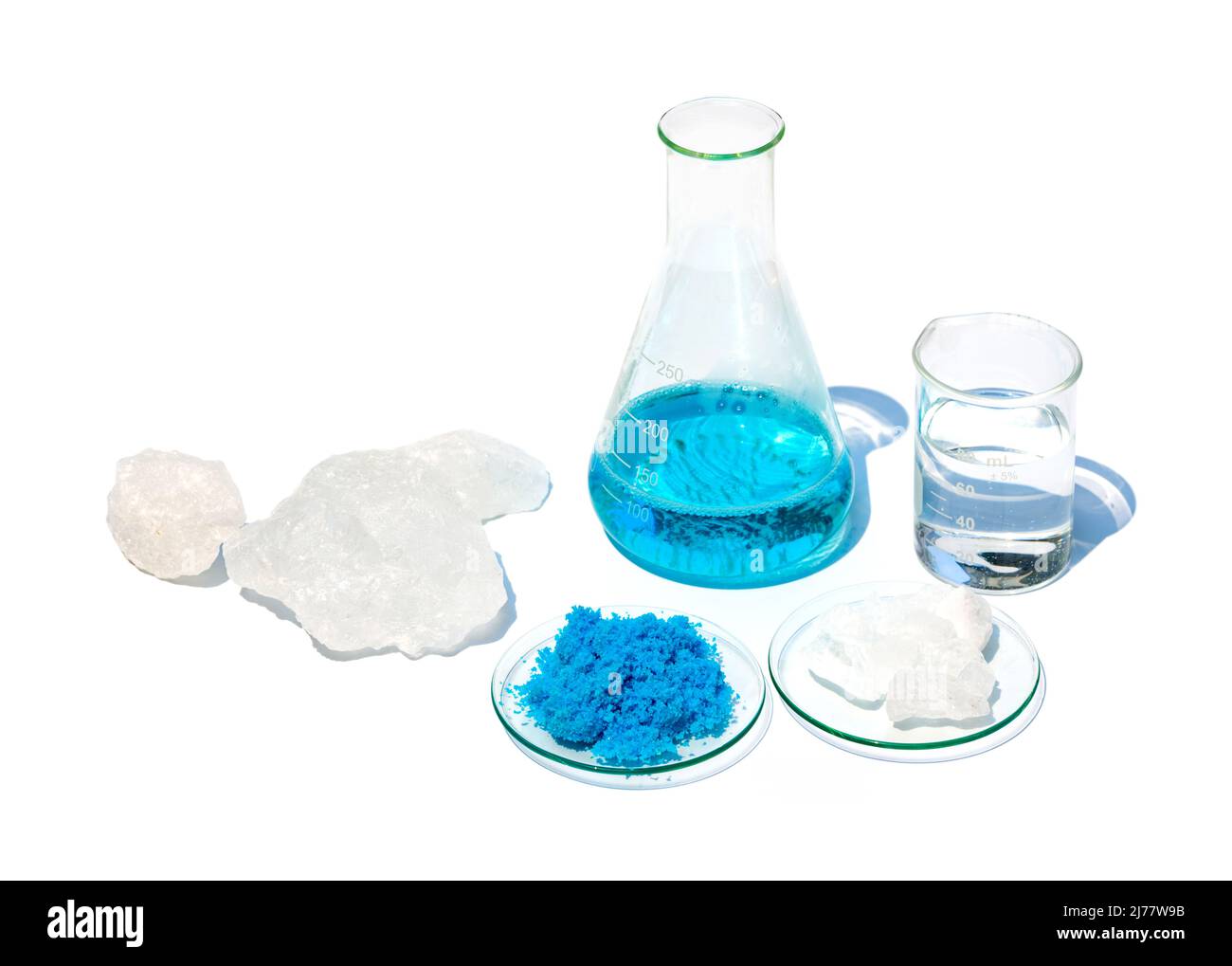 Closeup inorganic chemical on white laboratory table. Copper(II ...