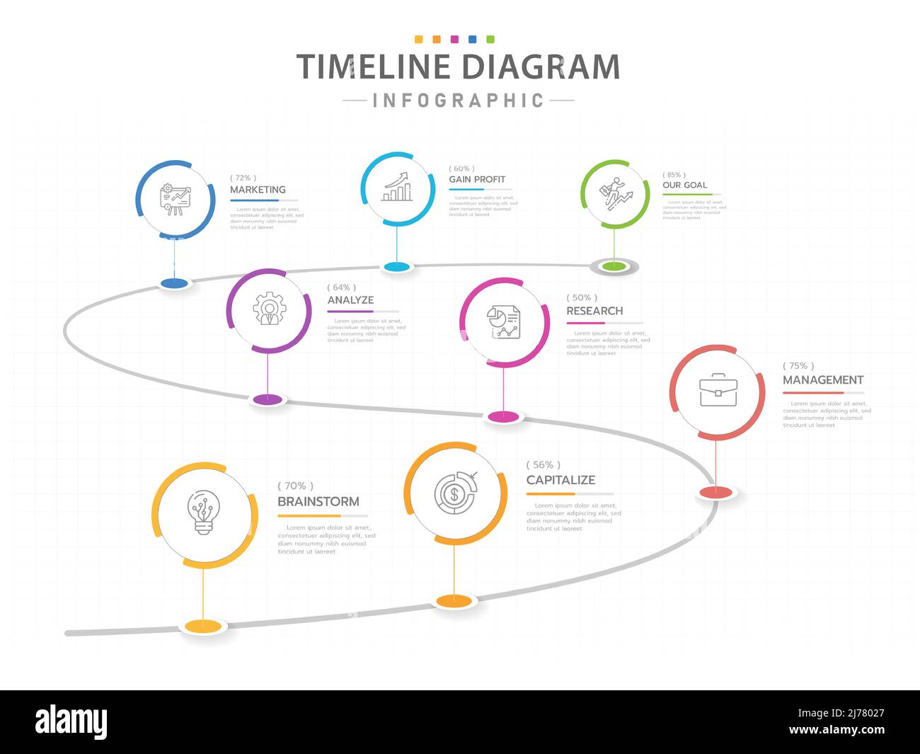 Infographic template for business. 8 Steps Modern Timeline diagram with ...