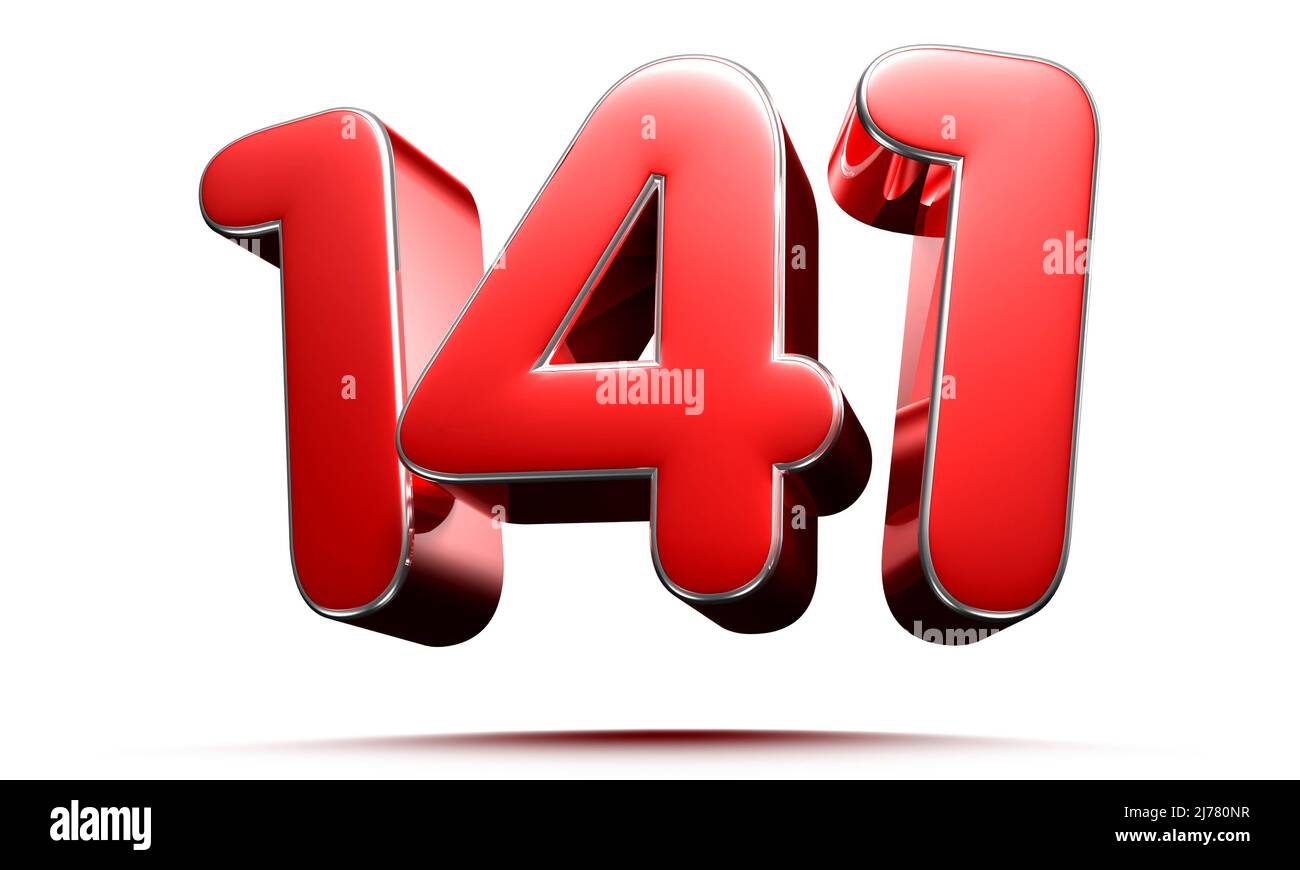 Rounded Red Number 141 On White Background 3D Illustration With rounded-red-number-141-on-white-background-3d-illustration-with