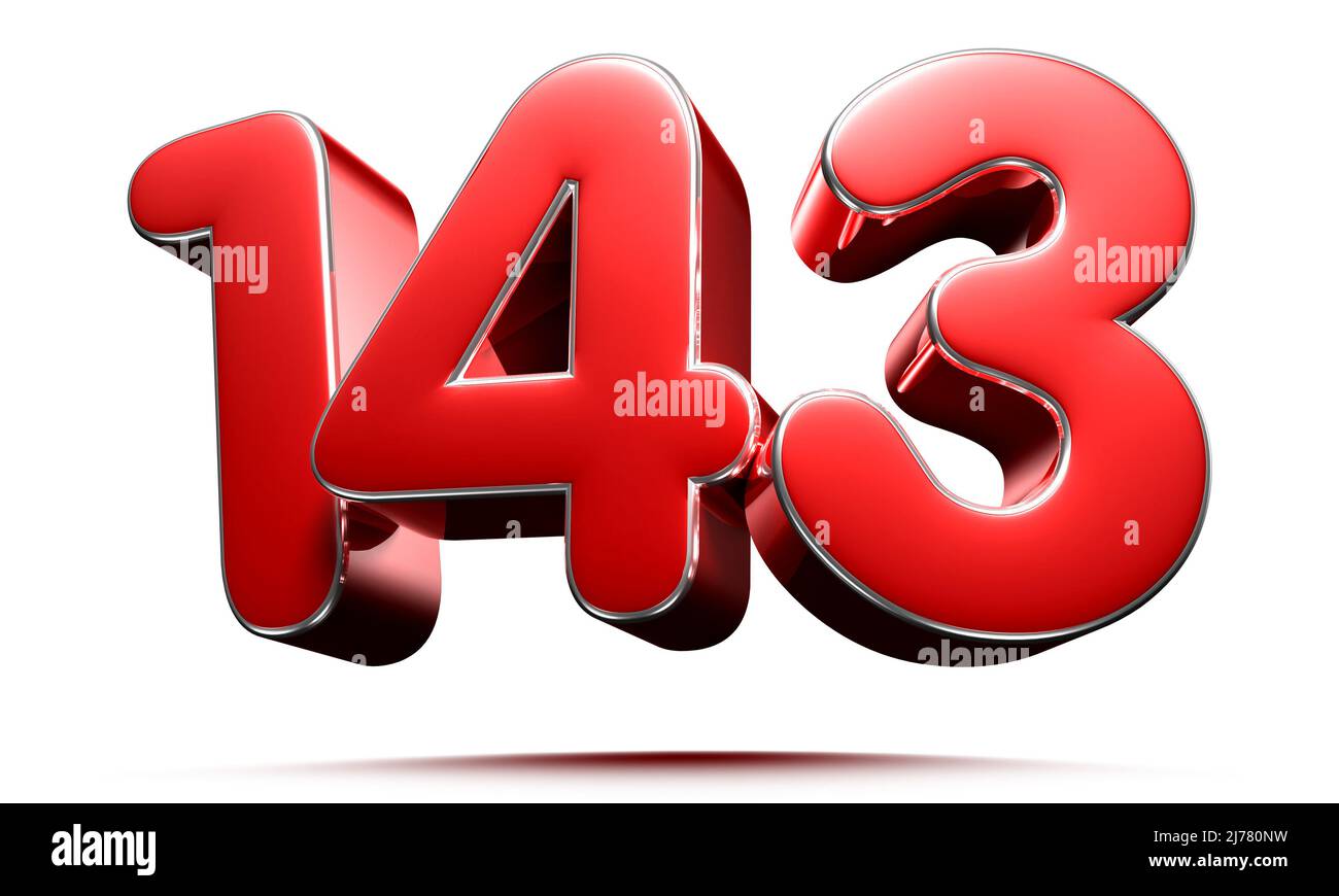 Rounded red number 143 on white background 3D illustration with clipping path Stock Photo - Alamy