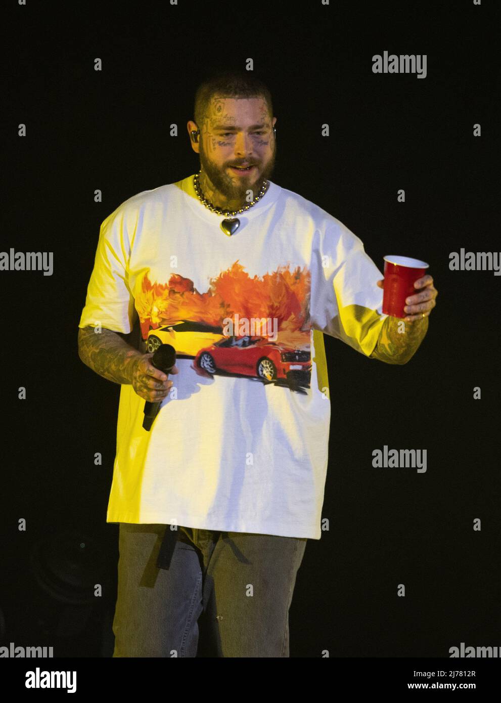 HOLLYWOOD, FL - MAY 5: Post Malone performs during the Formula 1 Miami ...