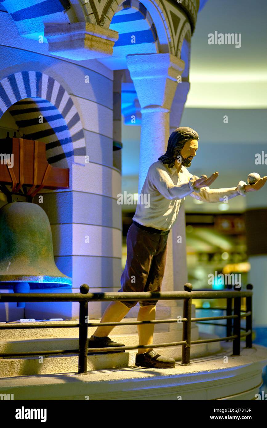 Galileo at the tower of Pisa who is said to have dropped two spheres of ...