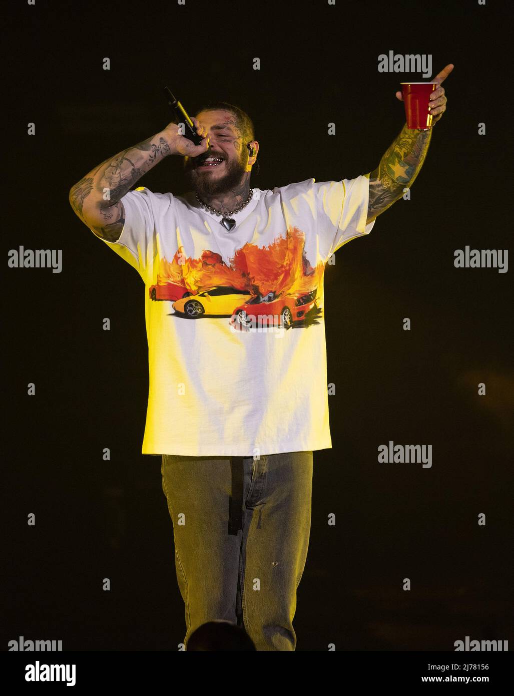 HOLLYWOOD, FL - MAY 5: Post Malone performs during the Formula 1 Miami ...