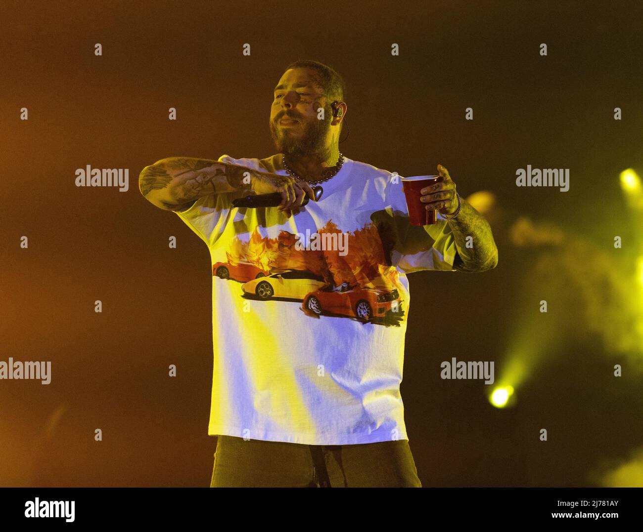 HOLLYWOOD, FL - MAY 5: Post Malone performs during the Formula 1 Miami ...