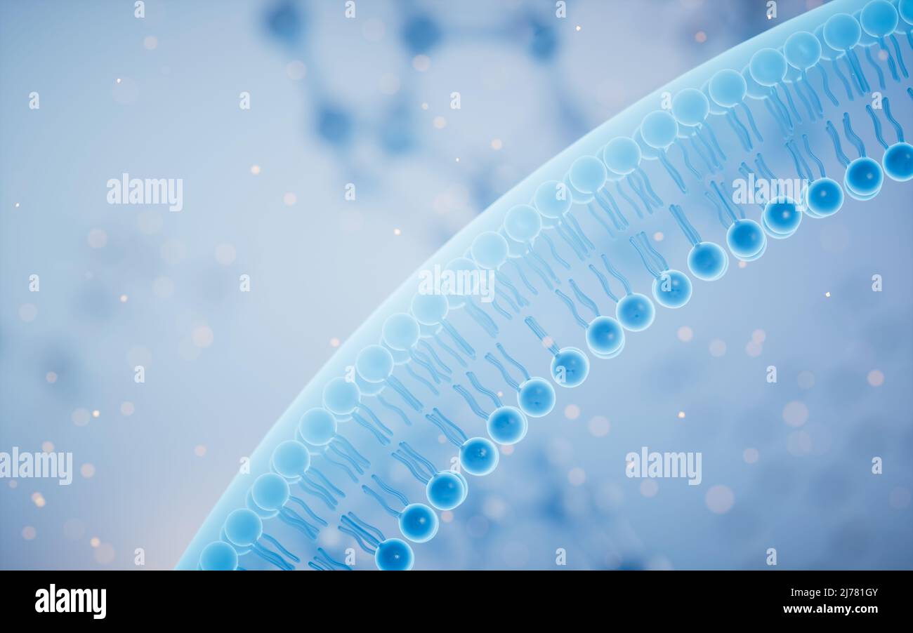 Cell membrane with blue background, 3d rendering. Computer digital ...