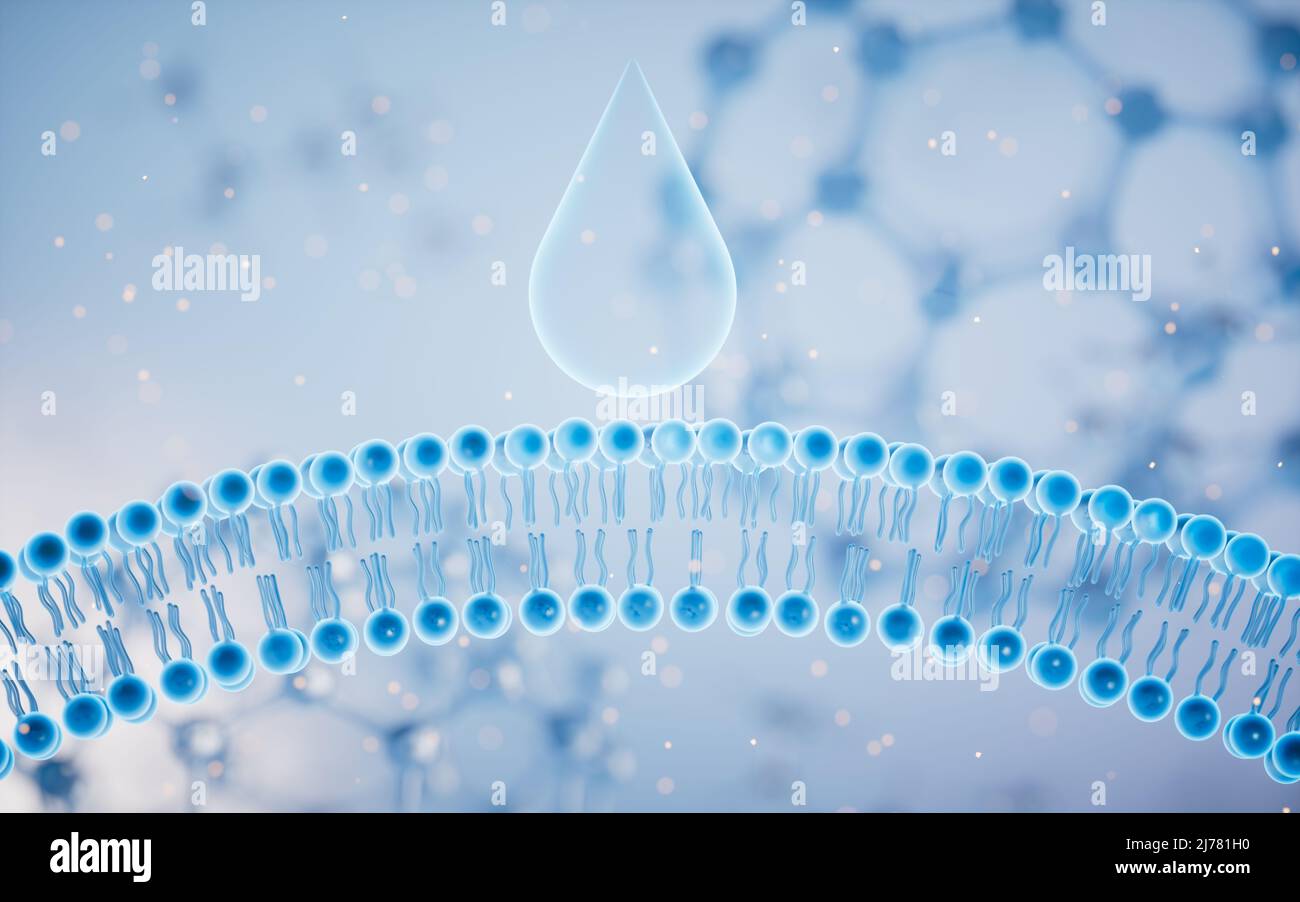 Cell membrane with blue background, 3d rendering. Computer digital ...
