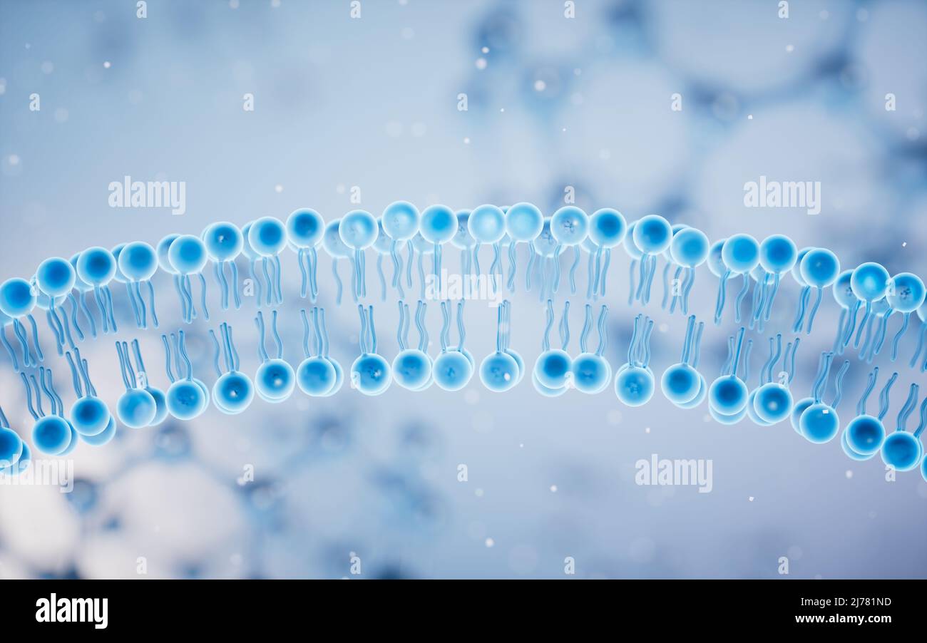 Cell membrane with blue background, 3d rendering. Computer digital ...