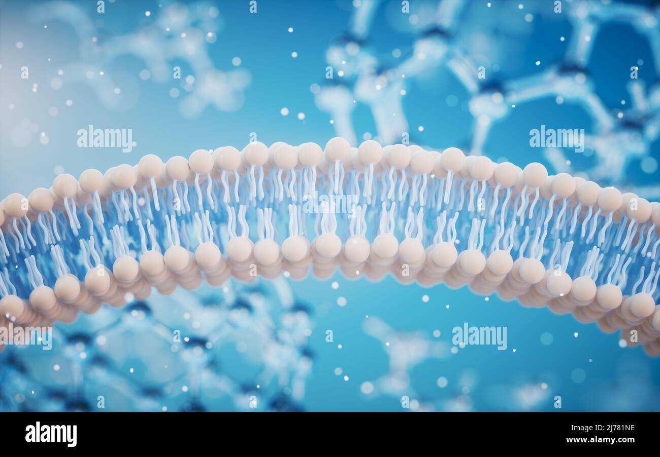 Cell membrane with blue background, 3d rendering. Computer digital ...