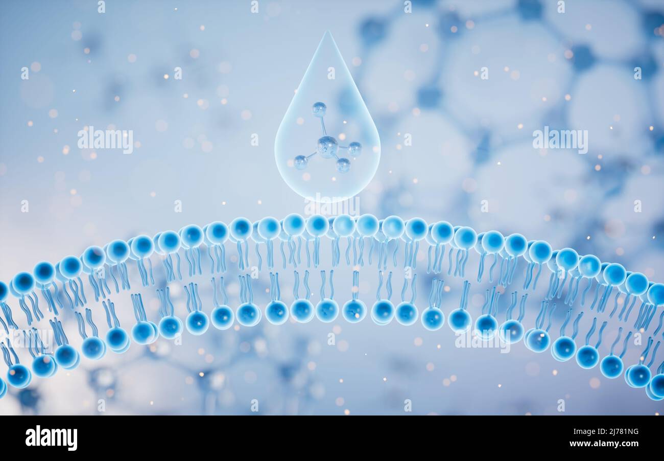 Cell membrane with blue background, 3d rendering. Computer digital ...