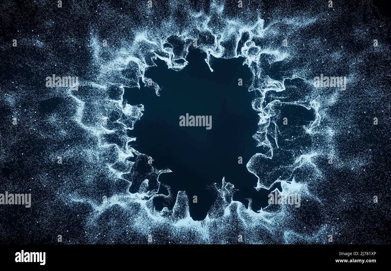 Abstract particles with wave pattern, 3d rendering. Computer digital ...